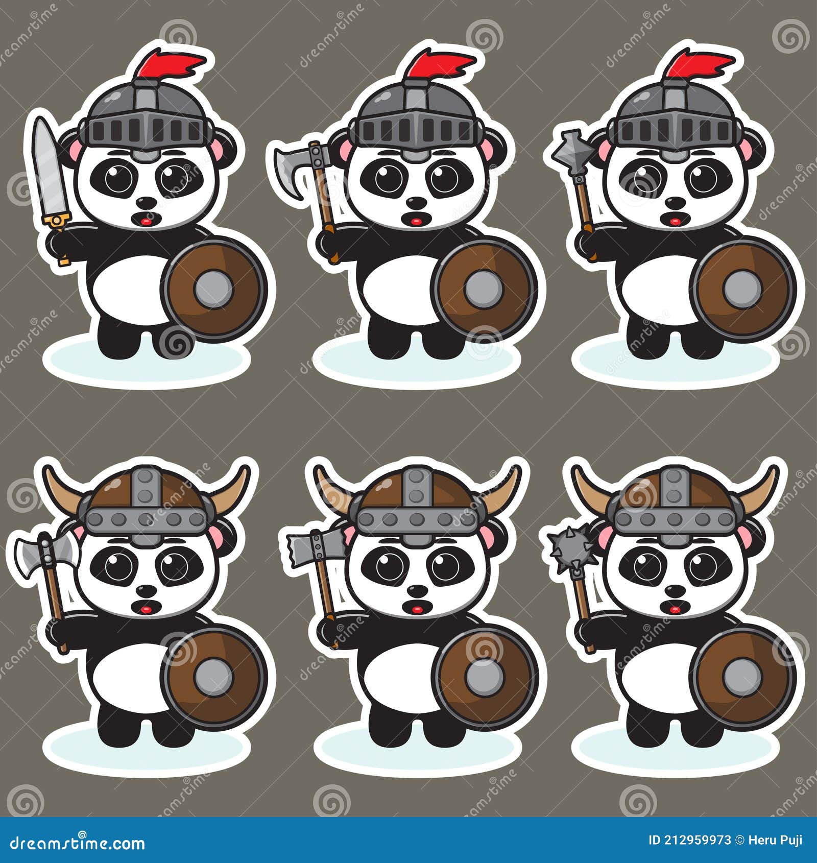 Vector Illustration Of Cute Panda Knight Cartoon | CartoonDealer.com ...