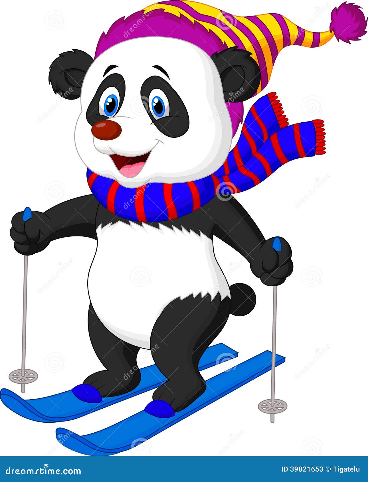 Panda cartoon skiing stock vector. Illustration of pole - 39821653