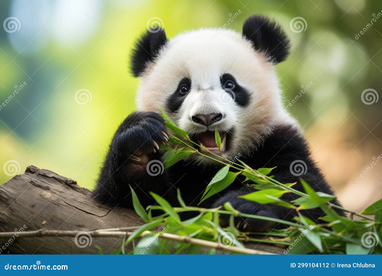A panda chewing on bamboo stock illustration. Illustration of white ...