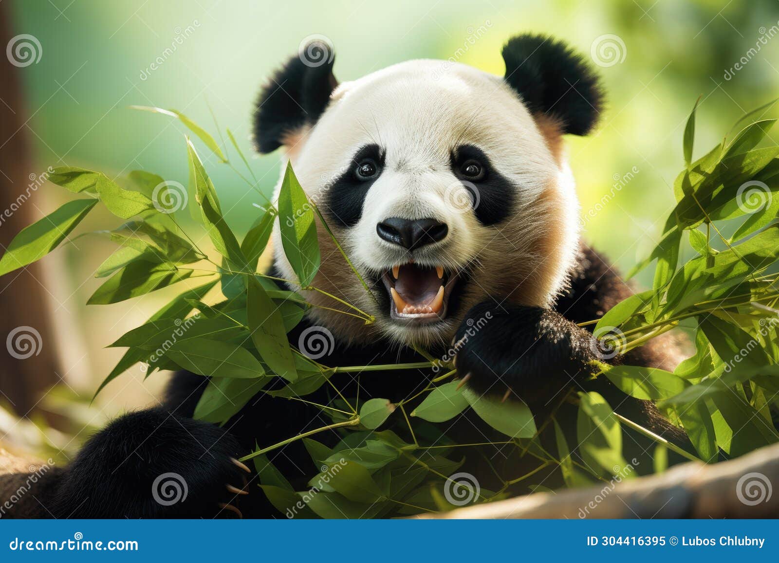 A panda chewing on bamboo stock illustration. Illustration of white ...