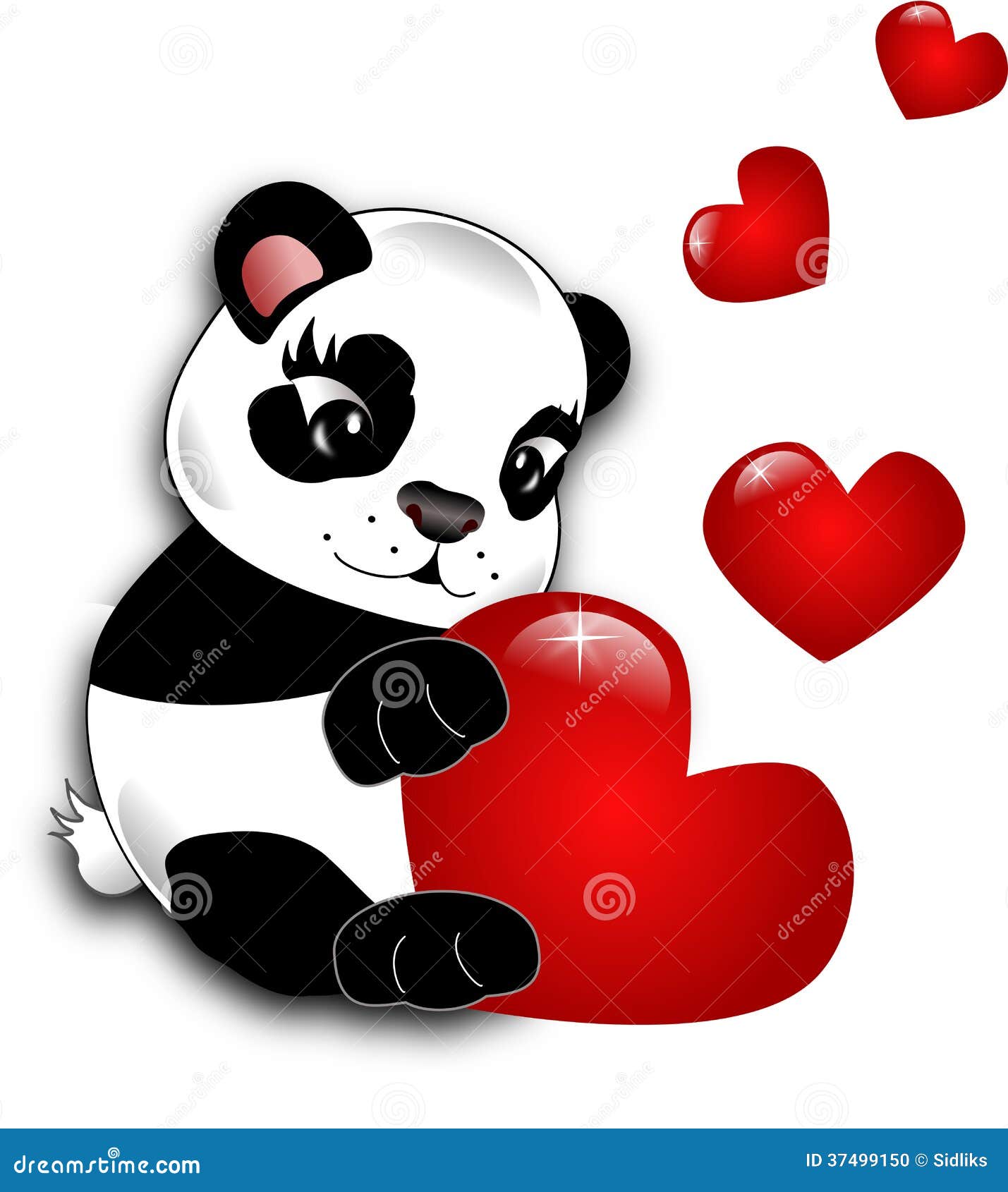 Panda con los corazones stock de ilustración. Ilustración de asimiento ...