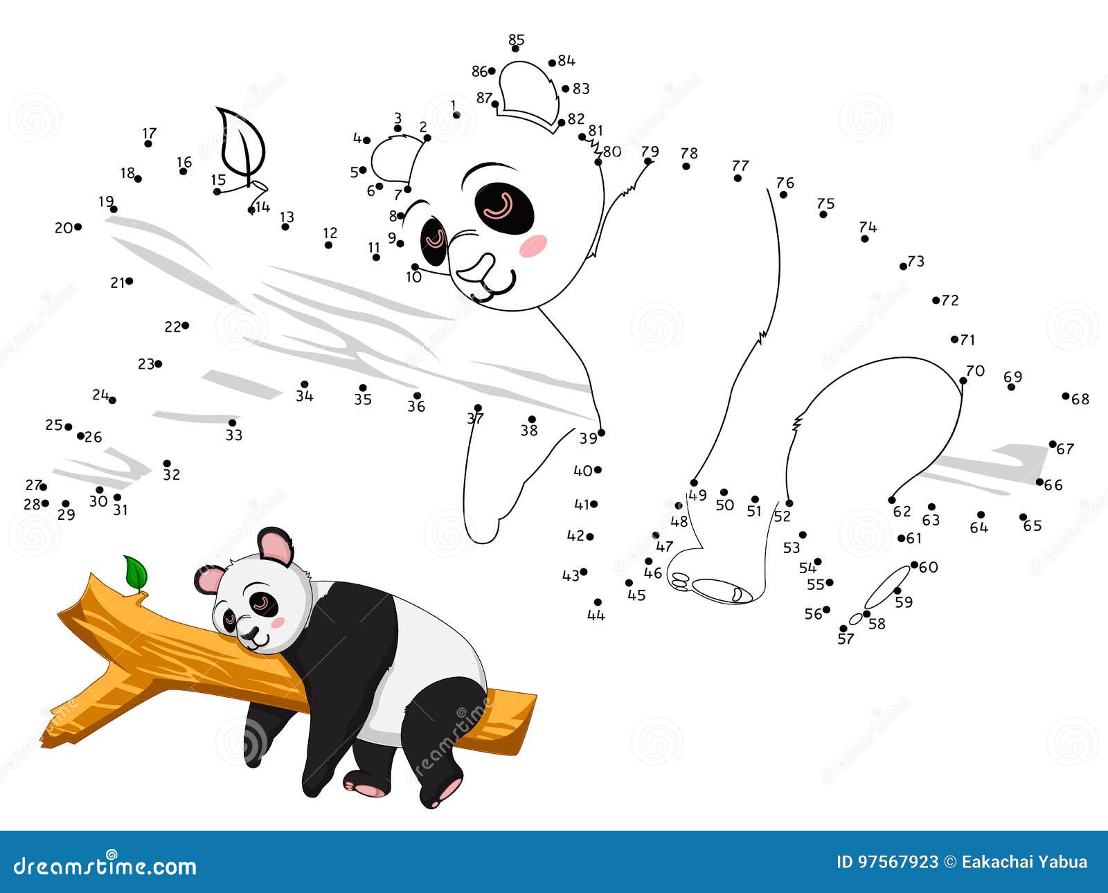 Panda Connect the Dots and Color Stock Vector - Illustration of animal ...