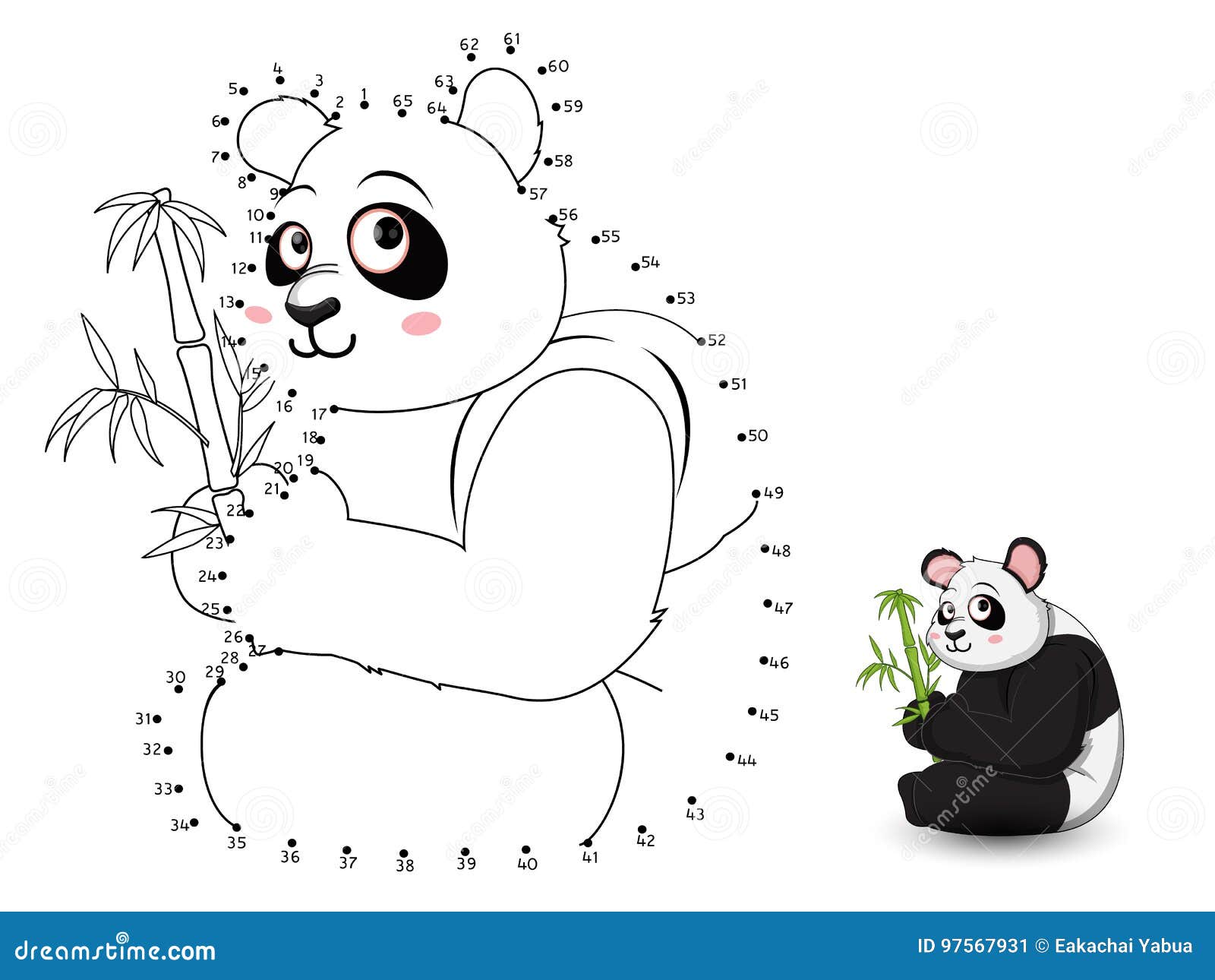 Panda Connect The Dots And Color Cartoon Vector | CartoonDealer.com ...