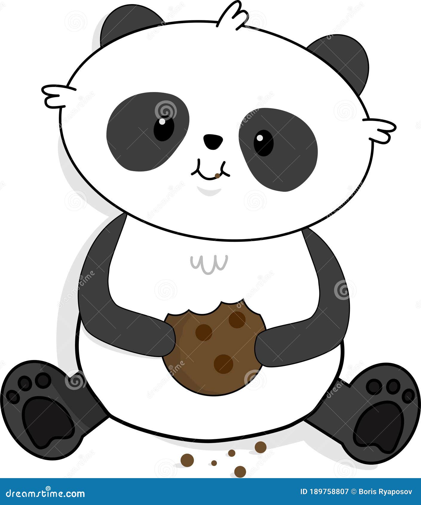 Panda with cookie stock vector. Illustration of happy - 189758807