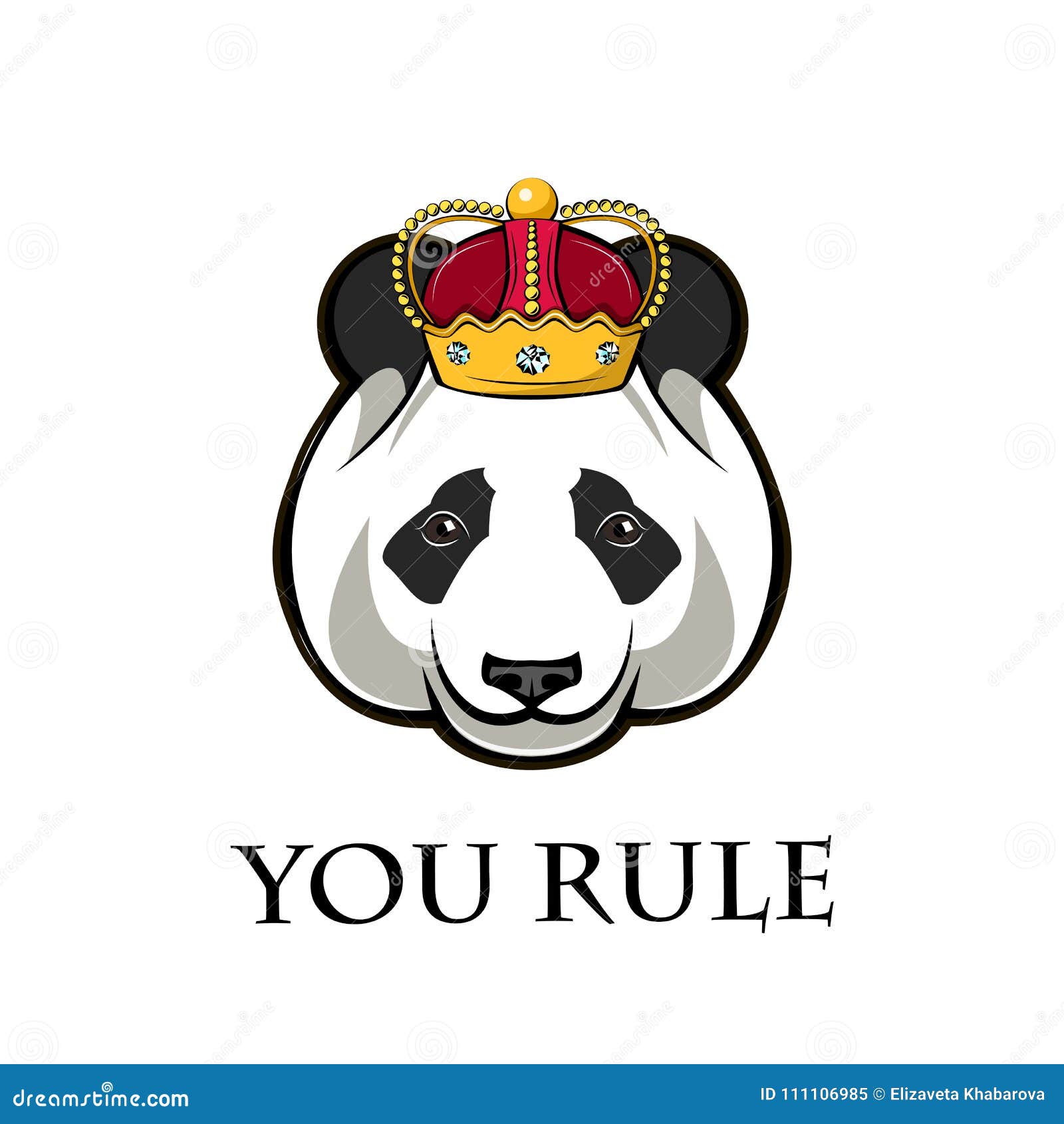 Panda in Crown. Vector Illustration. Stock Vector - Illustration of ...