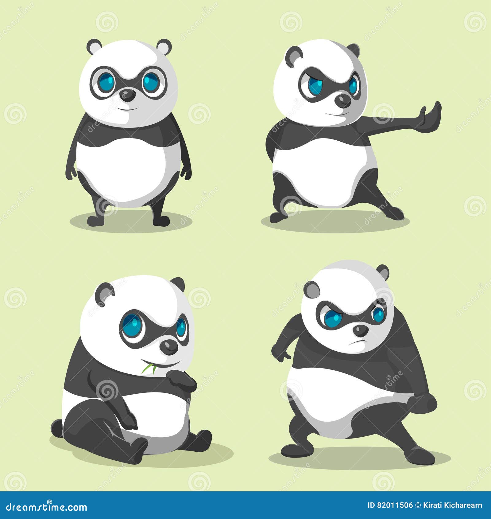 Panda Cute Character Collection Set Vector Stock Illustration ...