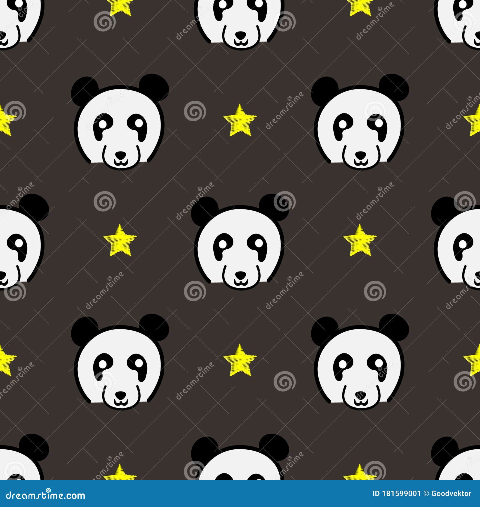 Panda Cute Face Seamless Pattern. Happy Cute Panda Head Repeat Pattern ...
