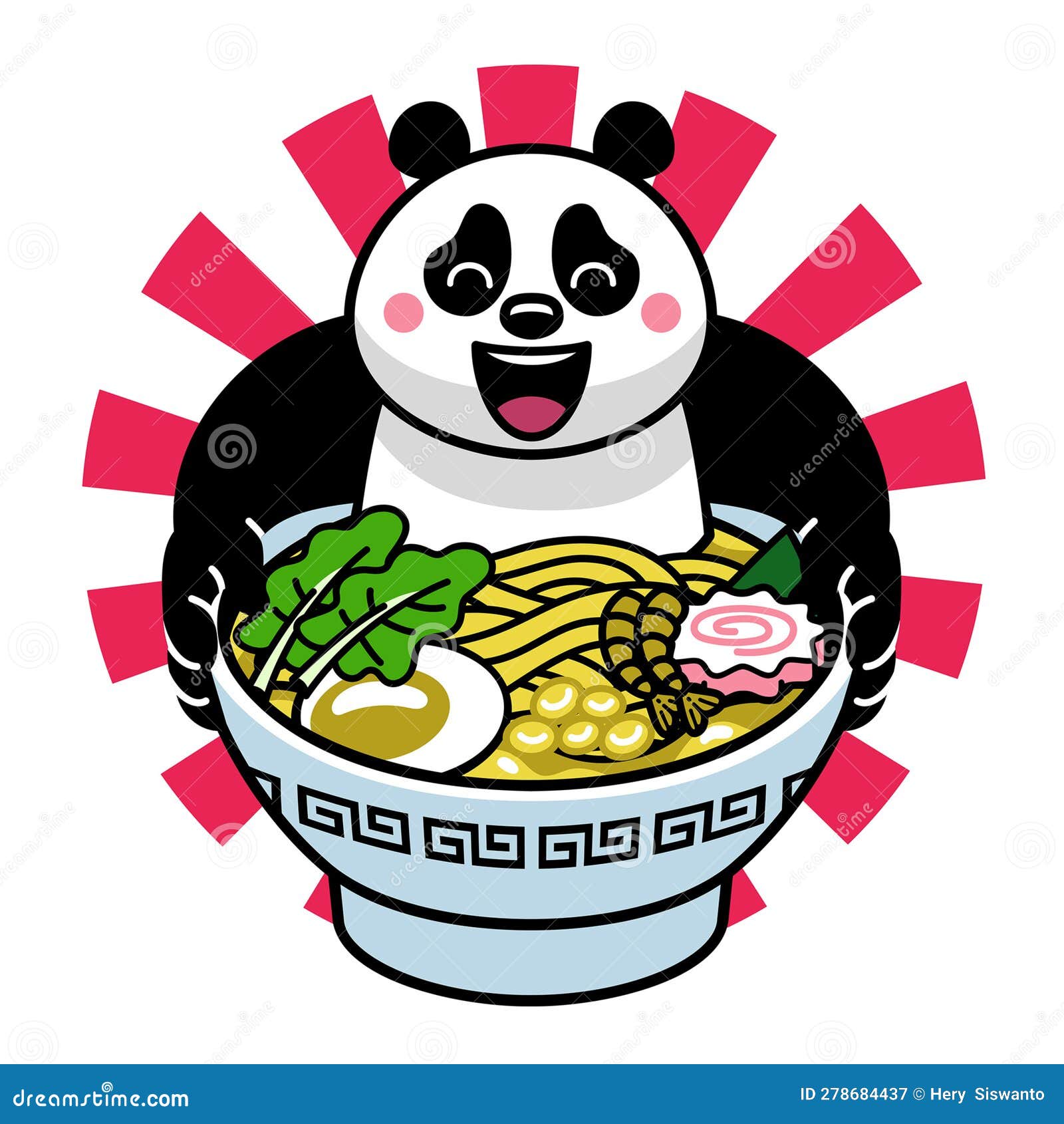 Panda Cute Mascot Ramen Noodle Logo Stock Vector - Illustration of cook ...