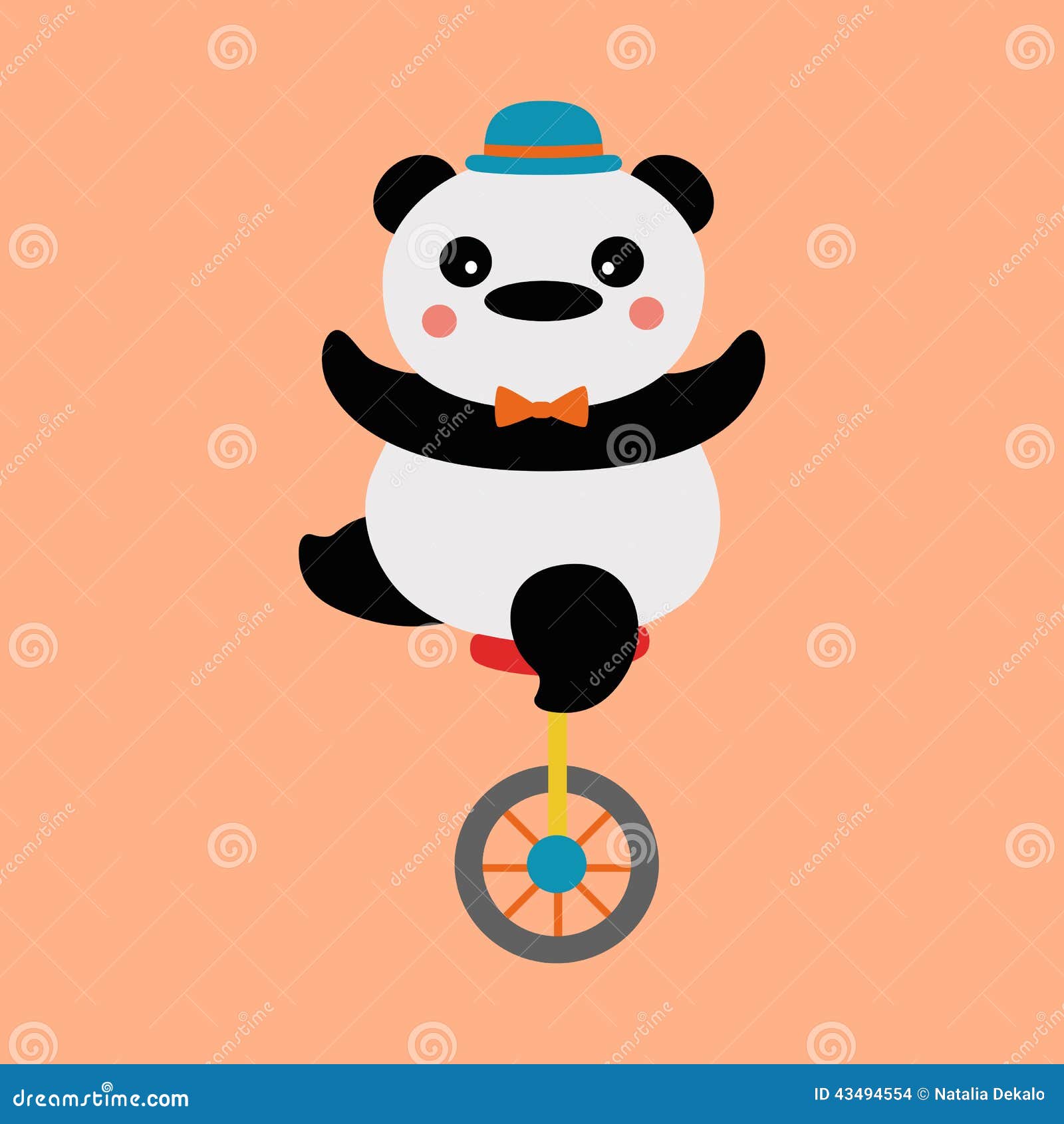 Panda cyclist stock vector. Illustration of cartoon, happy - 43494554