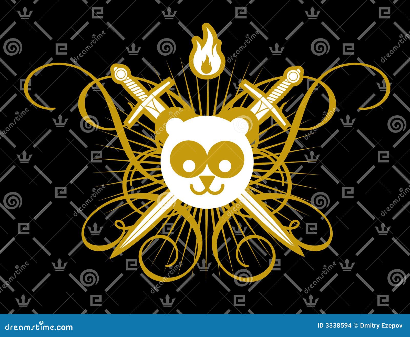 Panda de oro ilustración del vector. Ilustración de fondo - 3338594