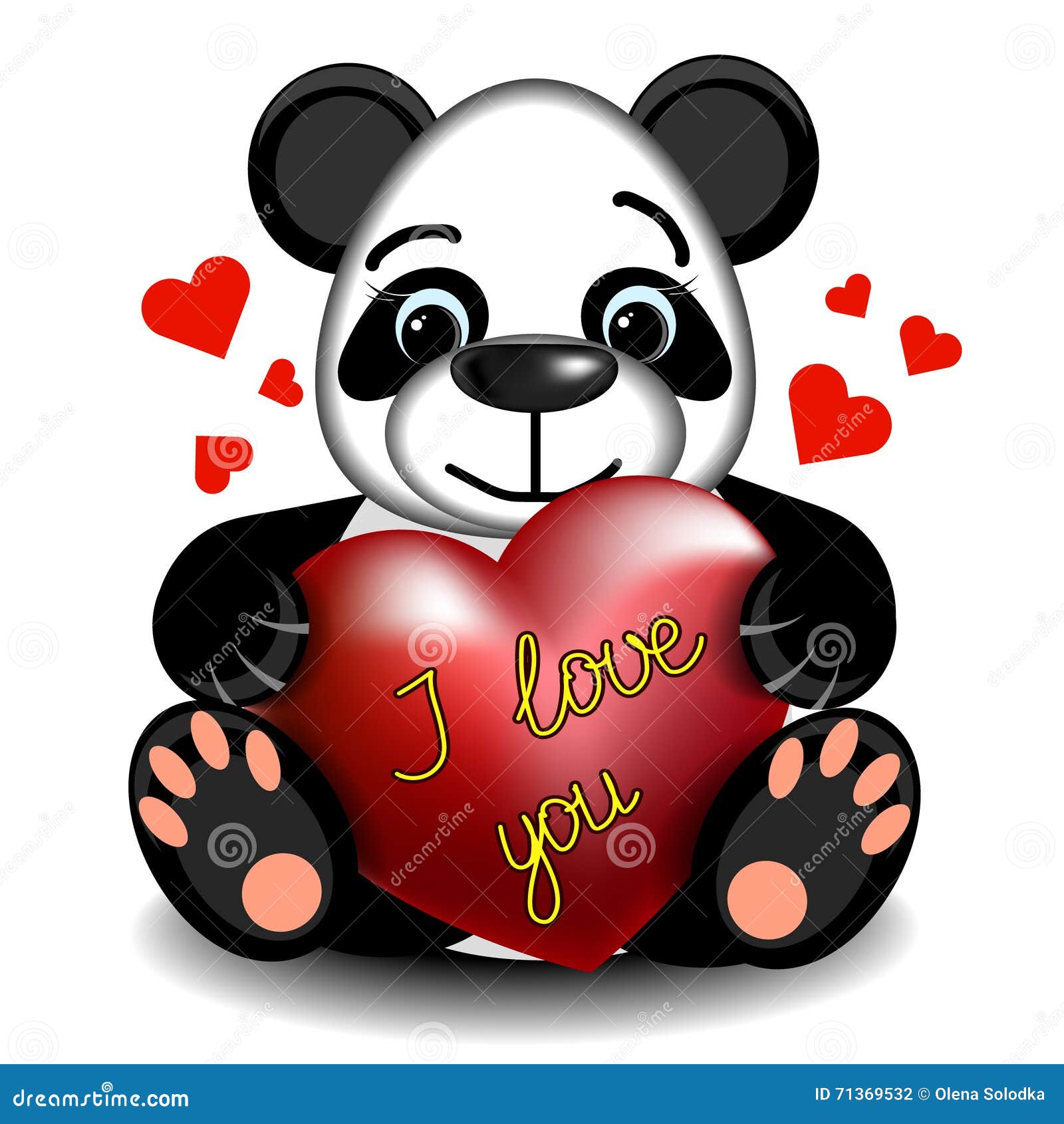 Panda Del Amor Con El Corazón Ilustración del Vector - Ilustración de ...