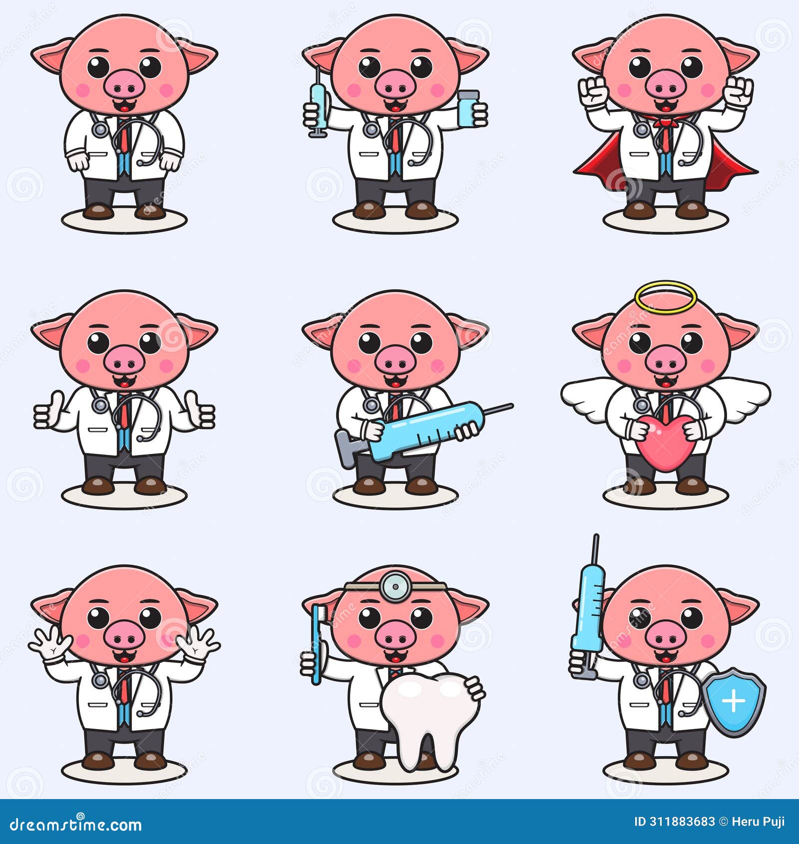 Vector Illustration of Cute Pig Doctor Cartoon Stock Vector ...