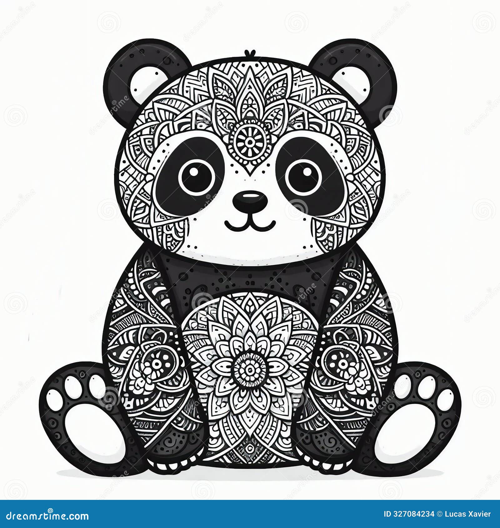Mandala panda stock illustration. Illustration of cute - 327084234