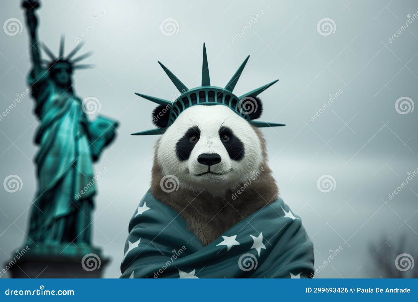 Panda Dressed As Statue of Liberty. War China and USA Stock ...