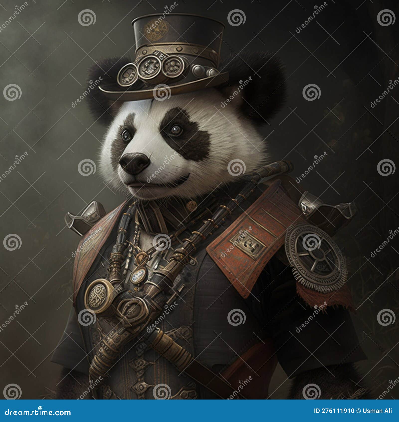 A Panda is Dressed in a Steampunk Outfit. AI Stock Illustration ...