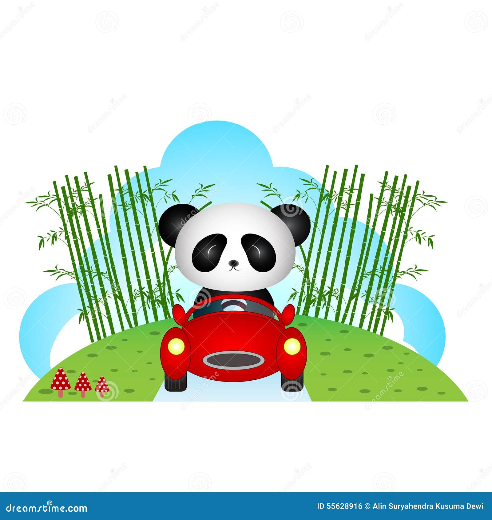 Panda driving a car stock vector. Illustration of racer - 55628916