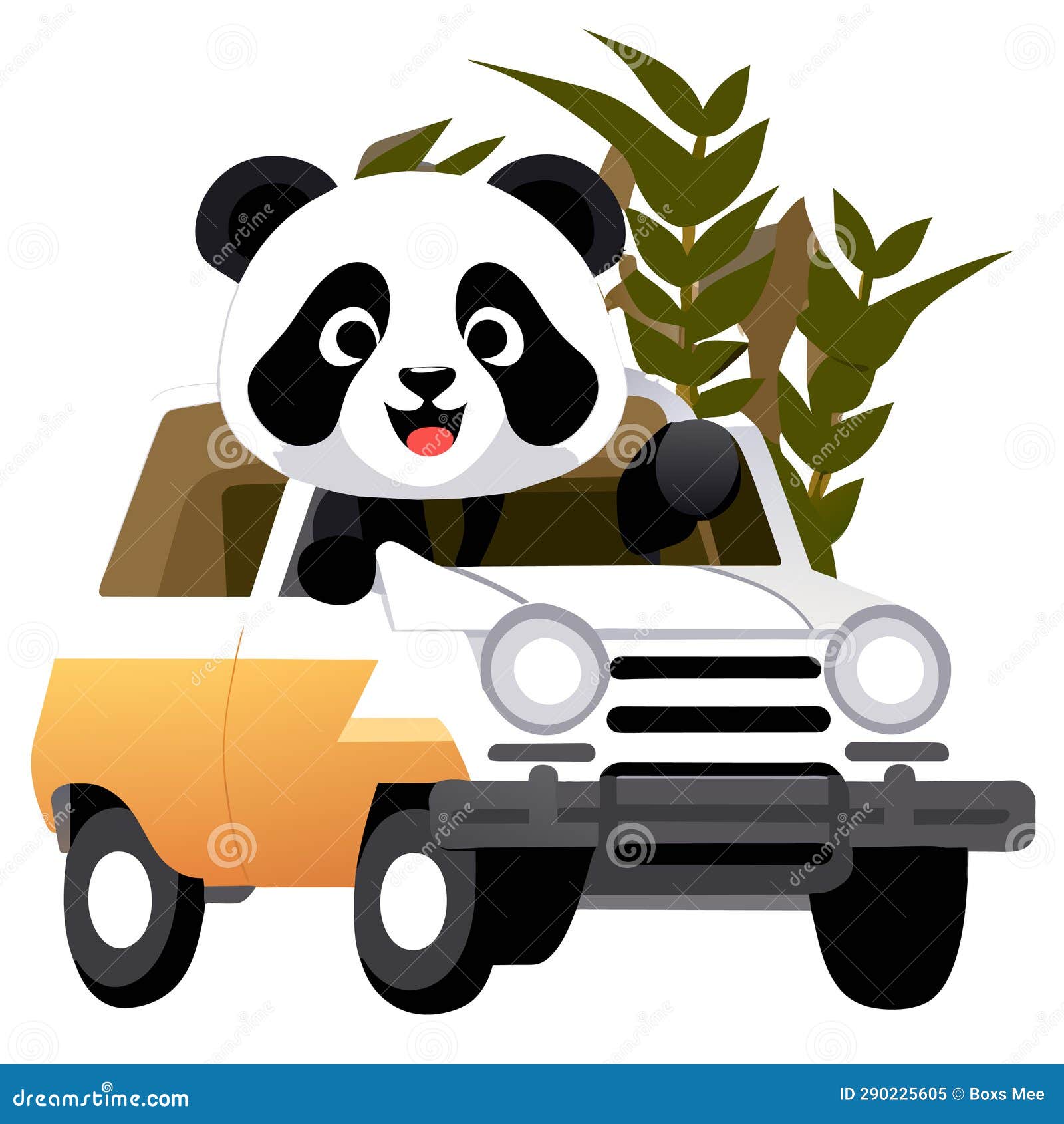Panda Driving a Car on a White Background. Vector Illustration Stock ...