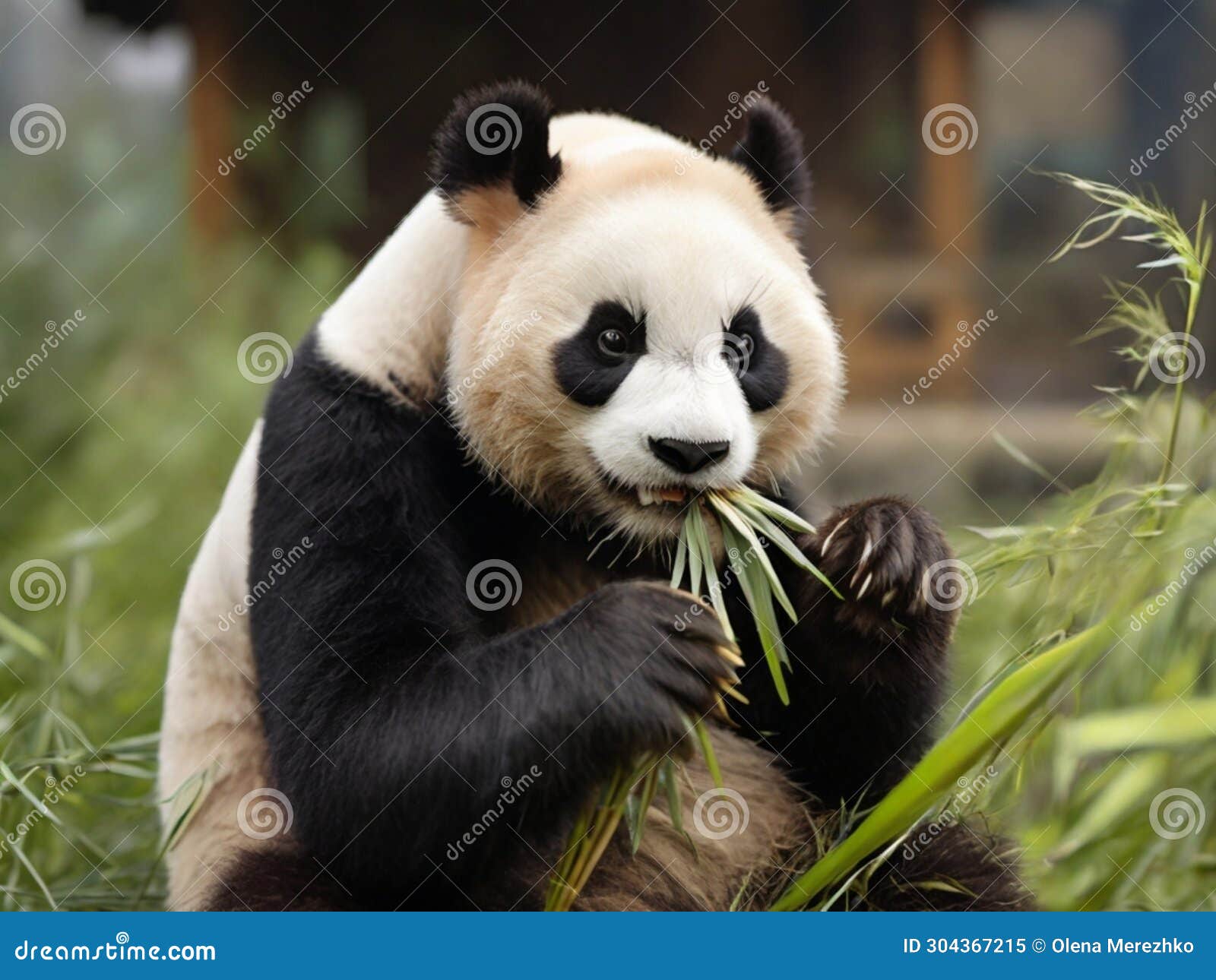 Panda eating bamboo stock illustration. Illustration of chengdu - 304367215