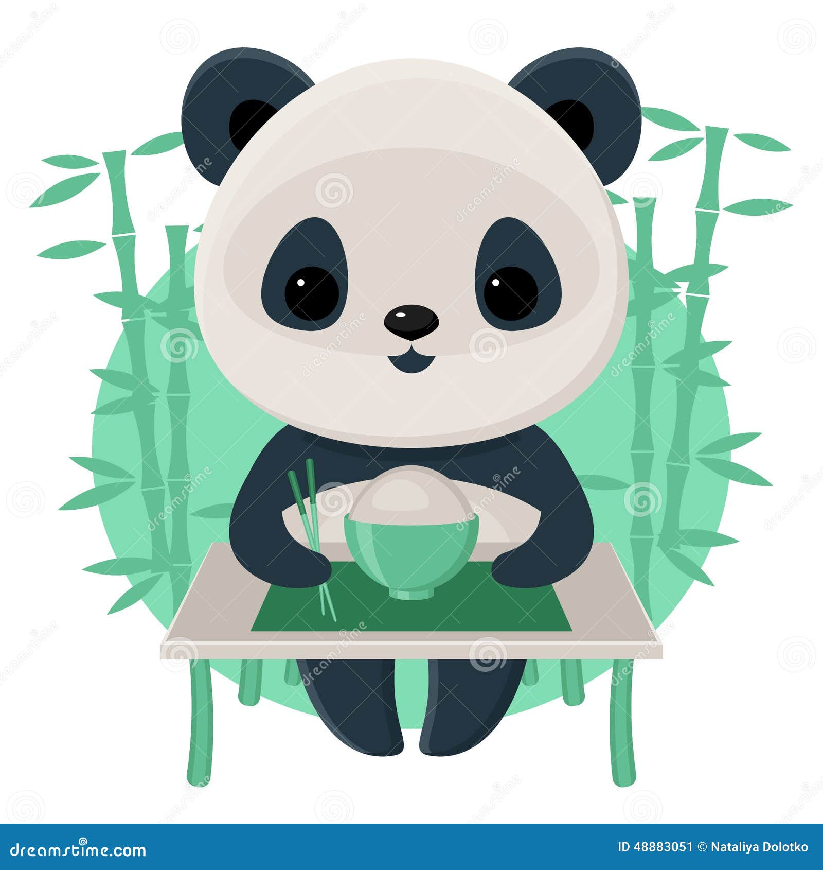 Panda eating rice stock vector. Illustration of background - 48883051
