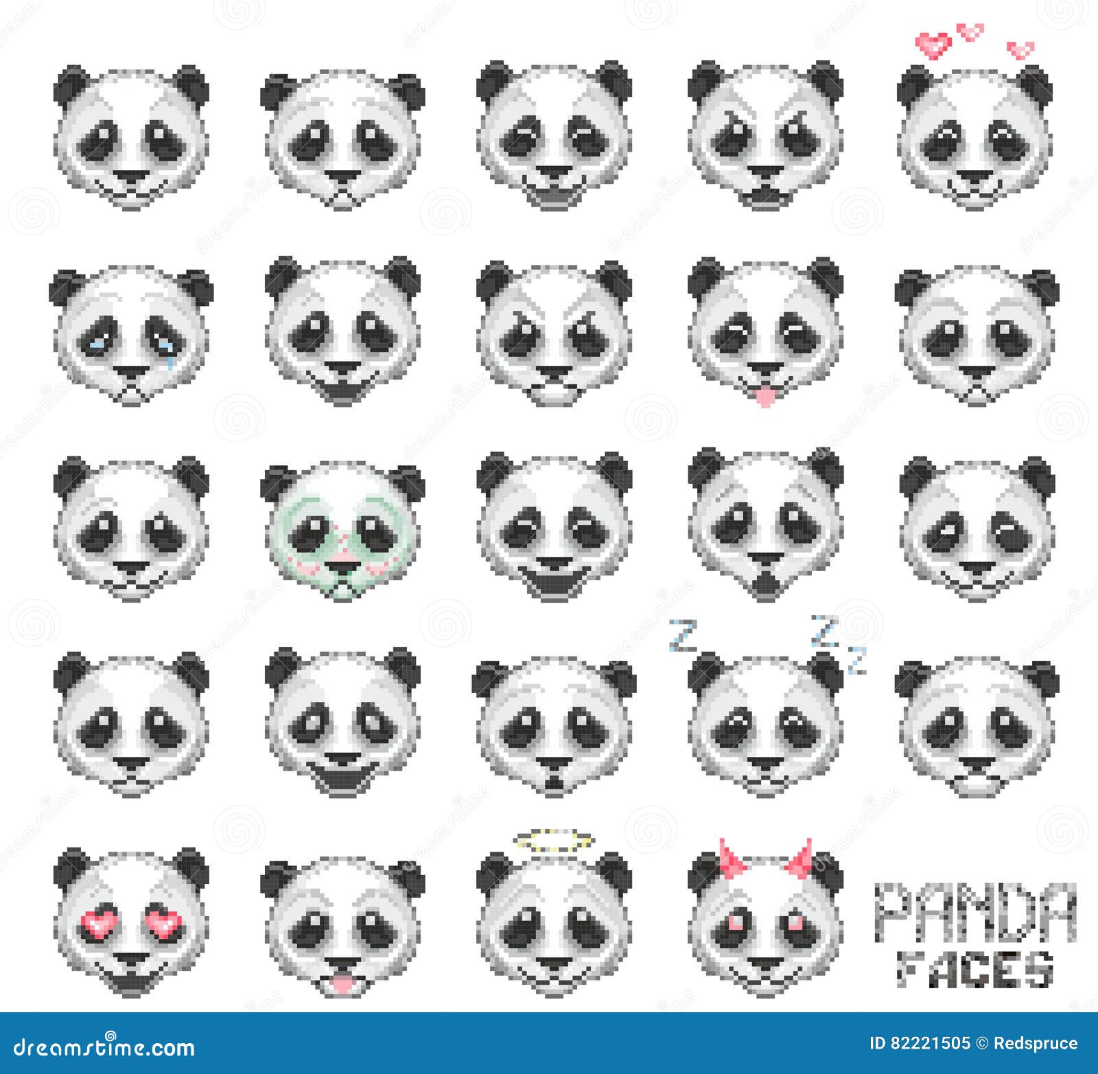 Panda Emoticon Or Bear Heads Vector Set. Pandas Big Bear Face Emojis In ...