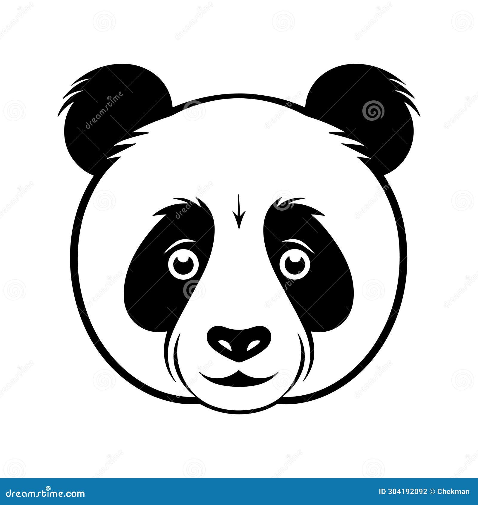 Panda Face. Black Panda Icon in Flat Style Stock Vector - Illustration ...
