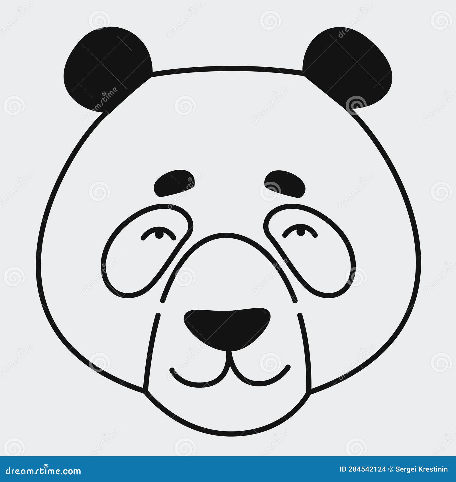 Panda Face in Doodle Style. Stock Vector - Illustration of simple ...