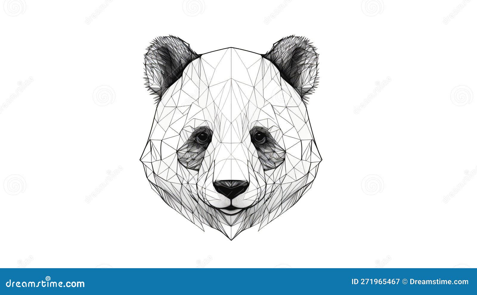 Panda Face Minimalist Line in Geometric Style,flat, 2d, Generative Ai ...