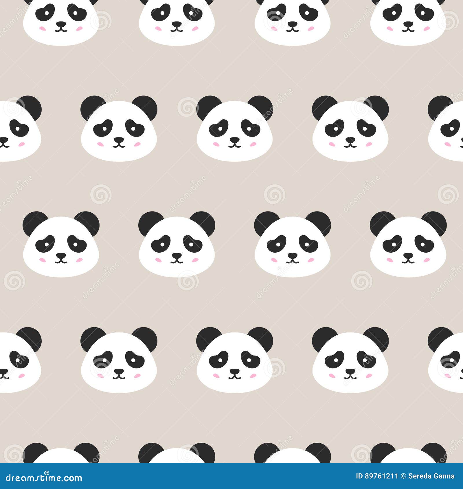 Panda Faces Seamless Pattern Stock Vector - Illustration of face, cute ...