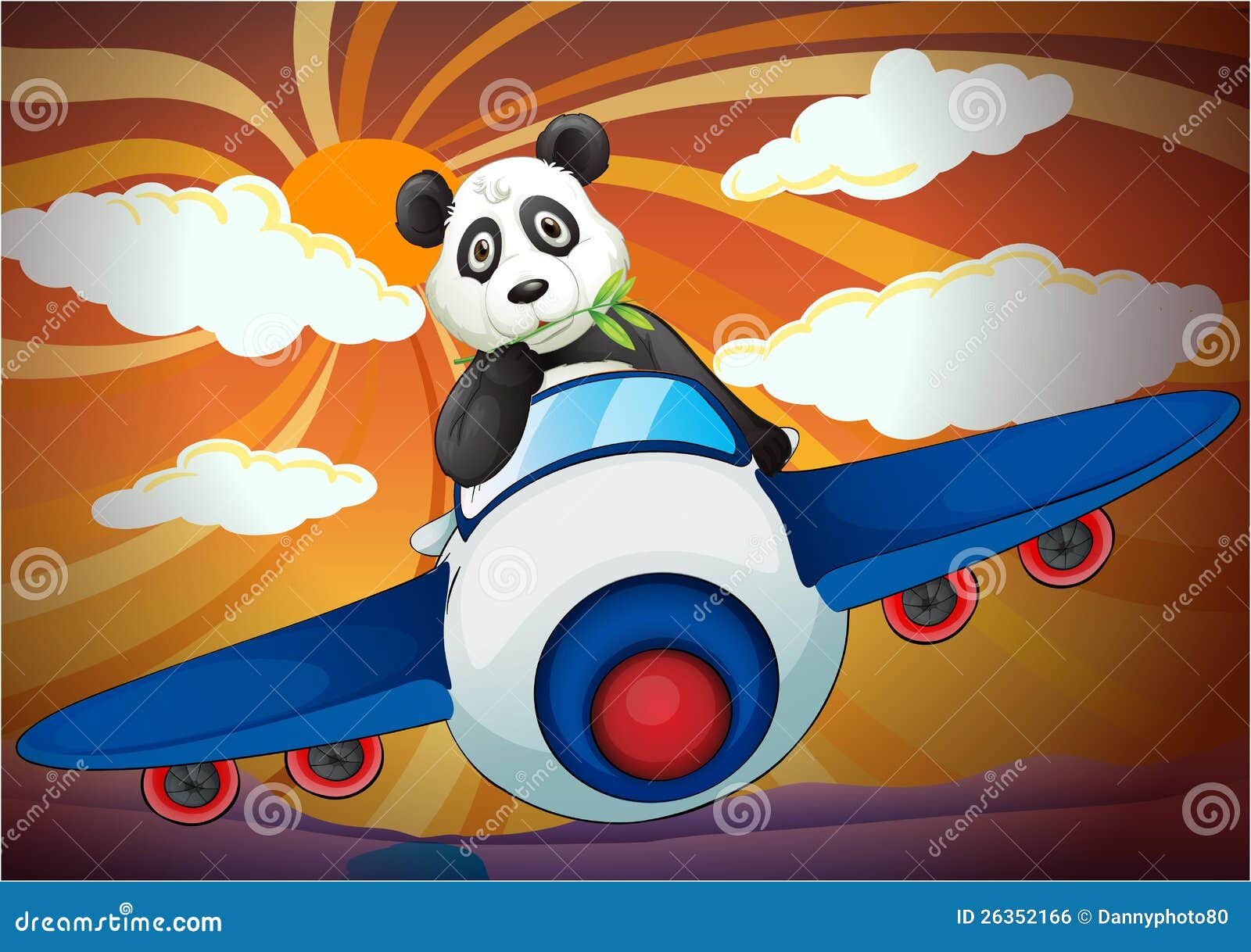 Panda flying in air plane stock vector. Illustration of leaves - 26352166
