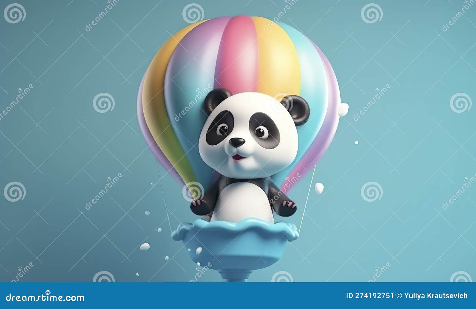 The Panda is Flying in a Hot Air Balloon. Generative AI Stock ...