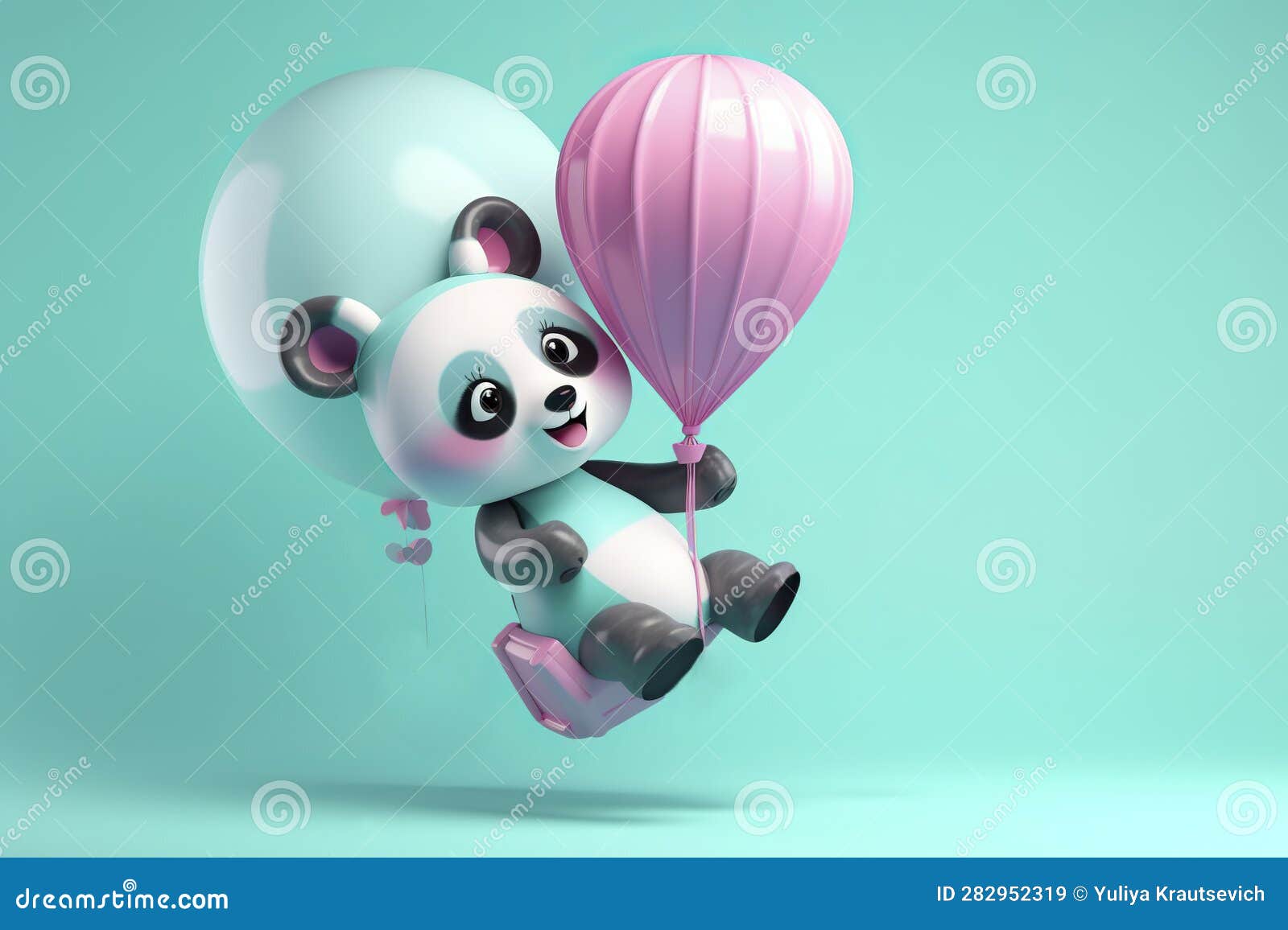 The Panda is Flying in a Hot Air Balloon. Generative AI Stock ...