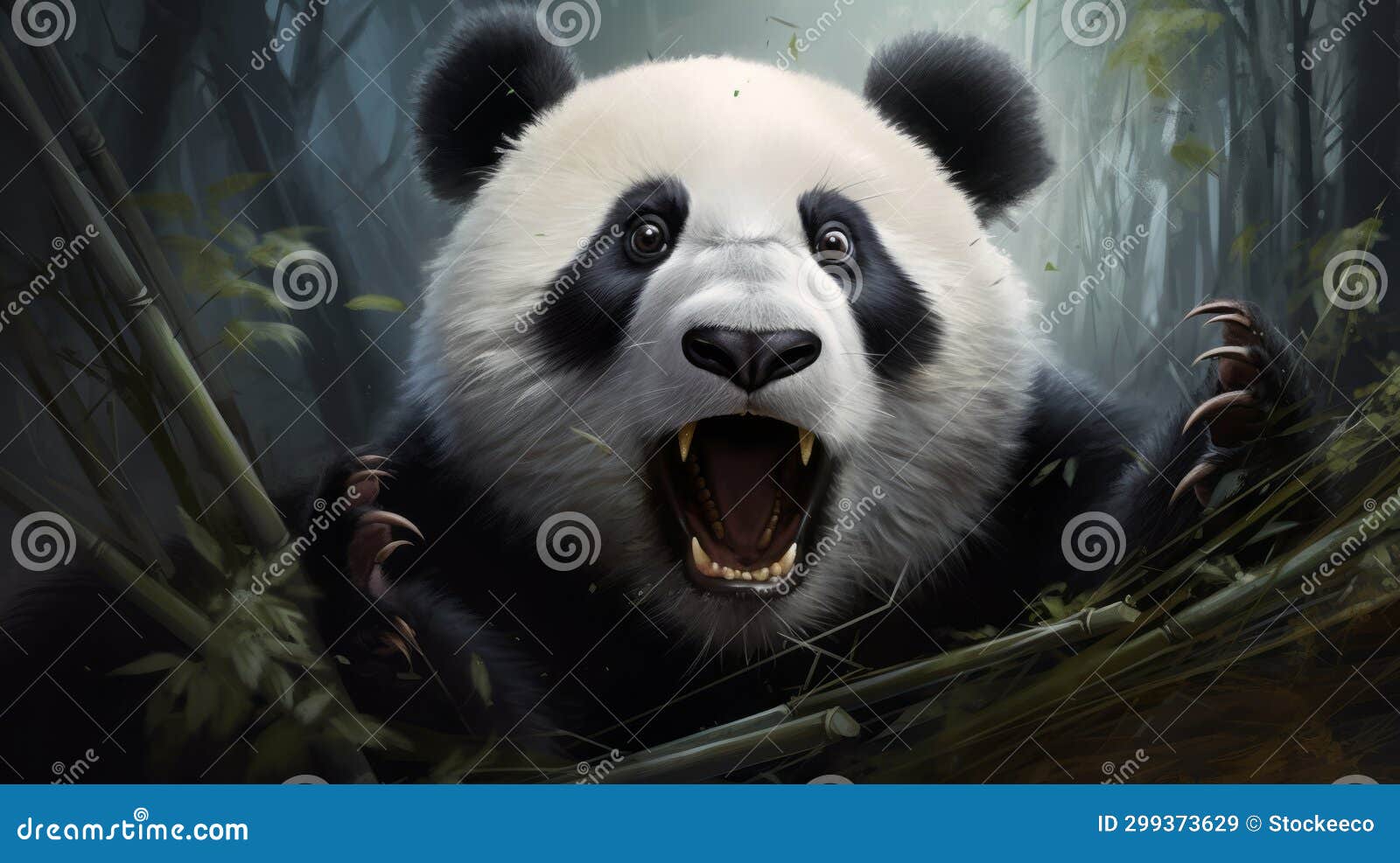 Artgerm-inspired Realistic Portrait of a Panda Bear in the Woods Stock ...