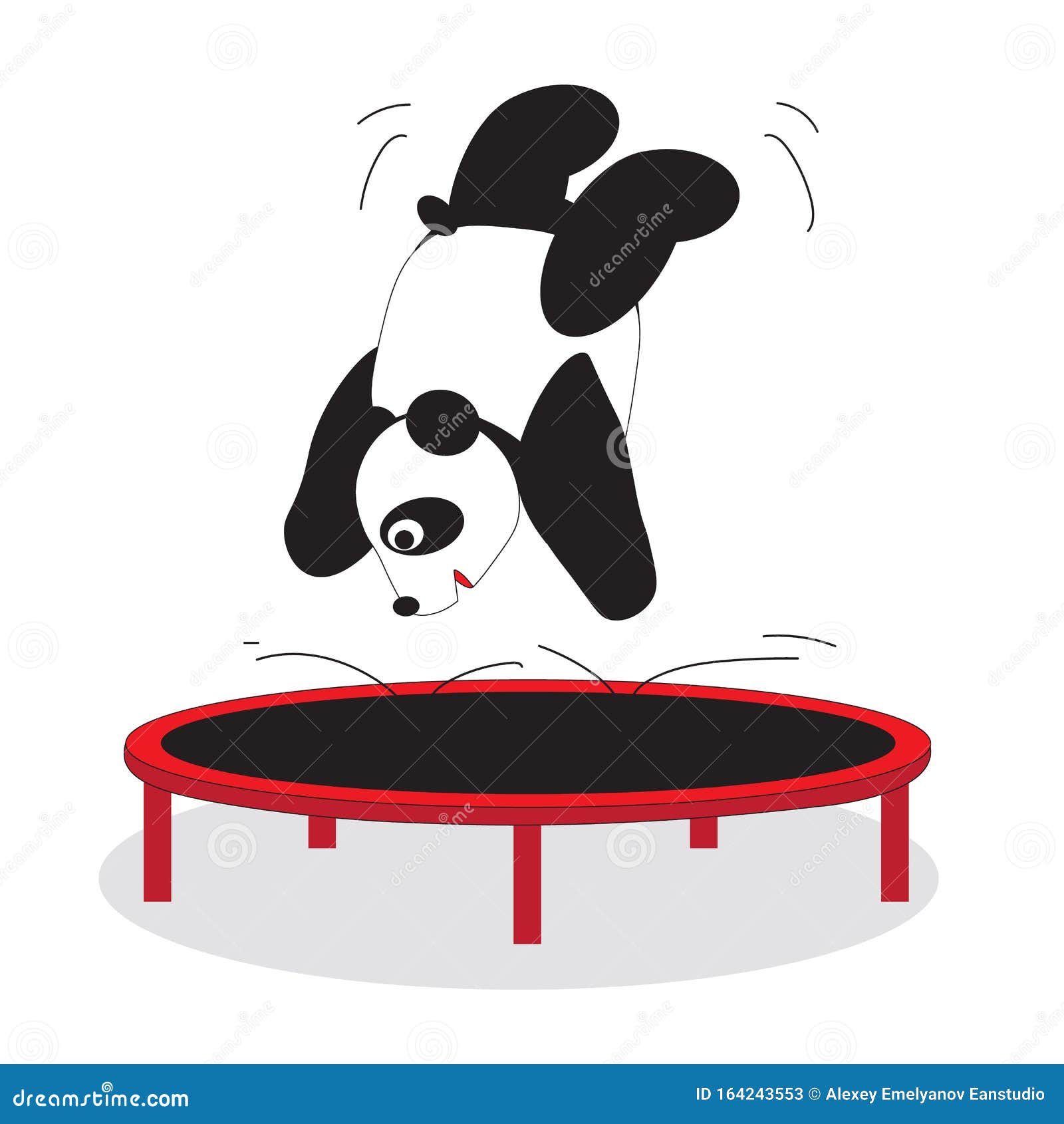 Panda Fun Jumping on a Trampoline. Stock Illustration - Illustration of ...
