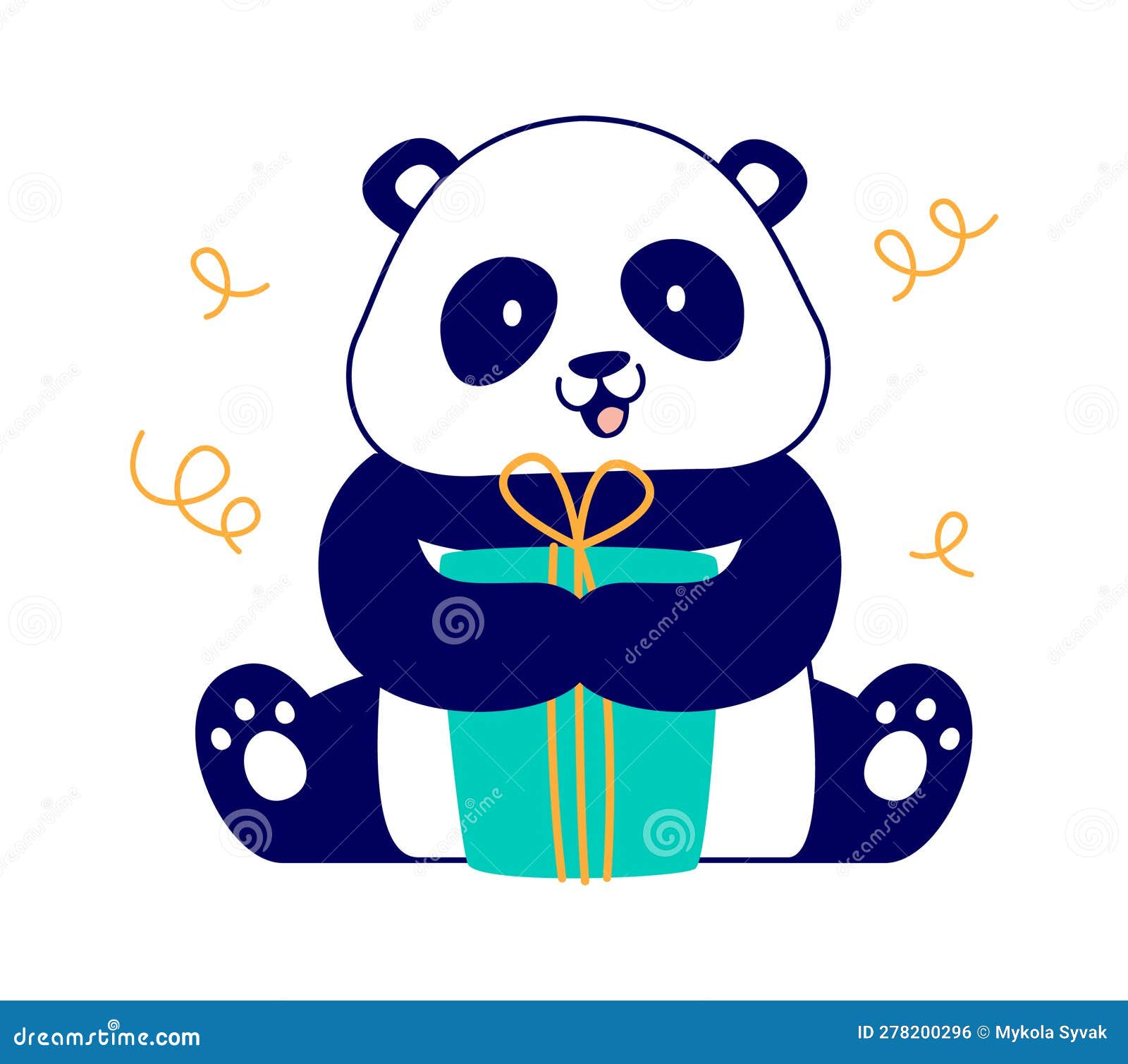 Panda with Gift Box stock vector. Illustration of design - 278200296