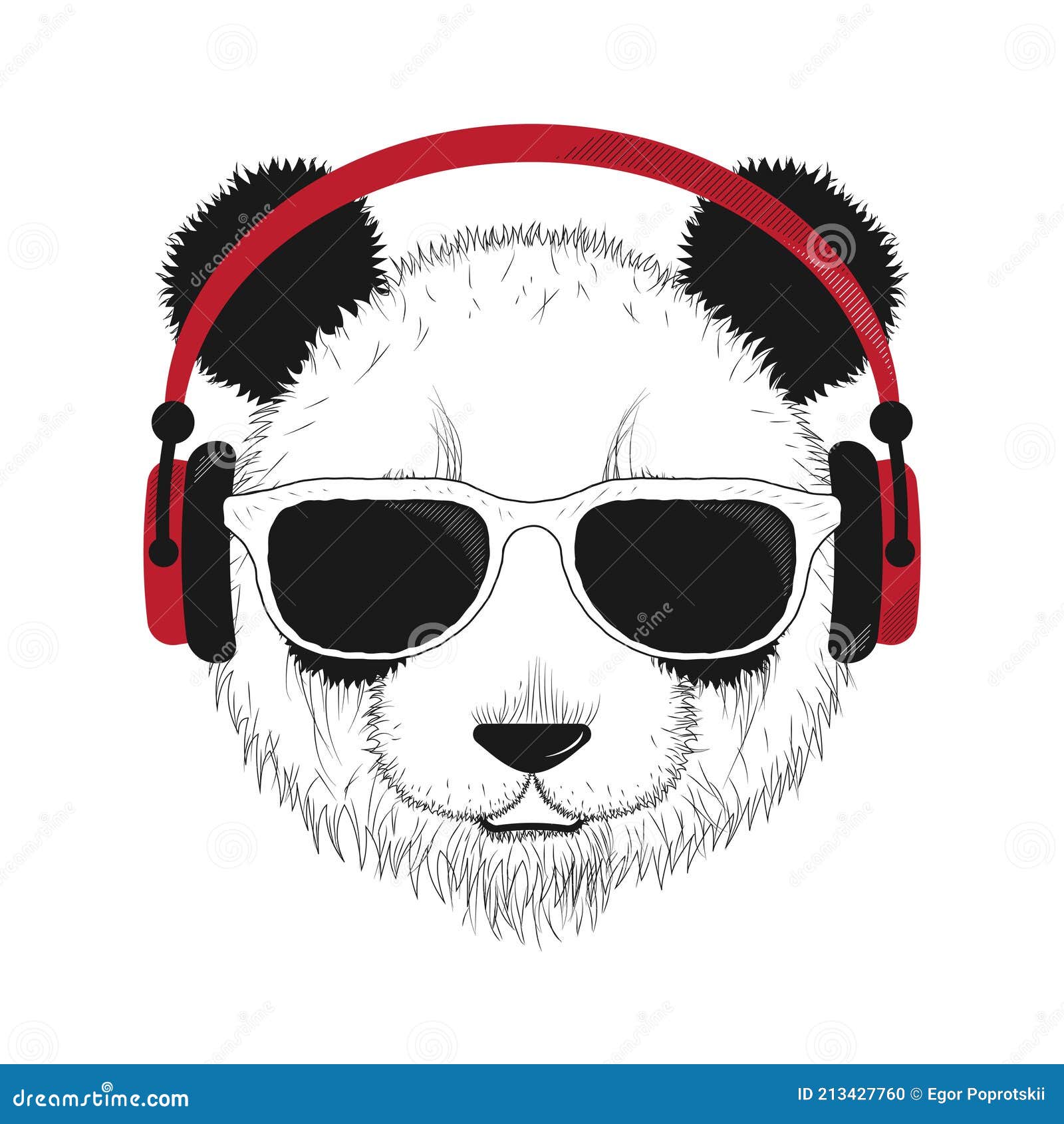 Panda with Glasses and Headphones Stock Vector - Illustration of bear ...