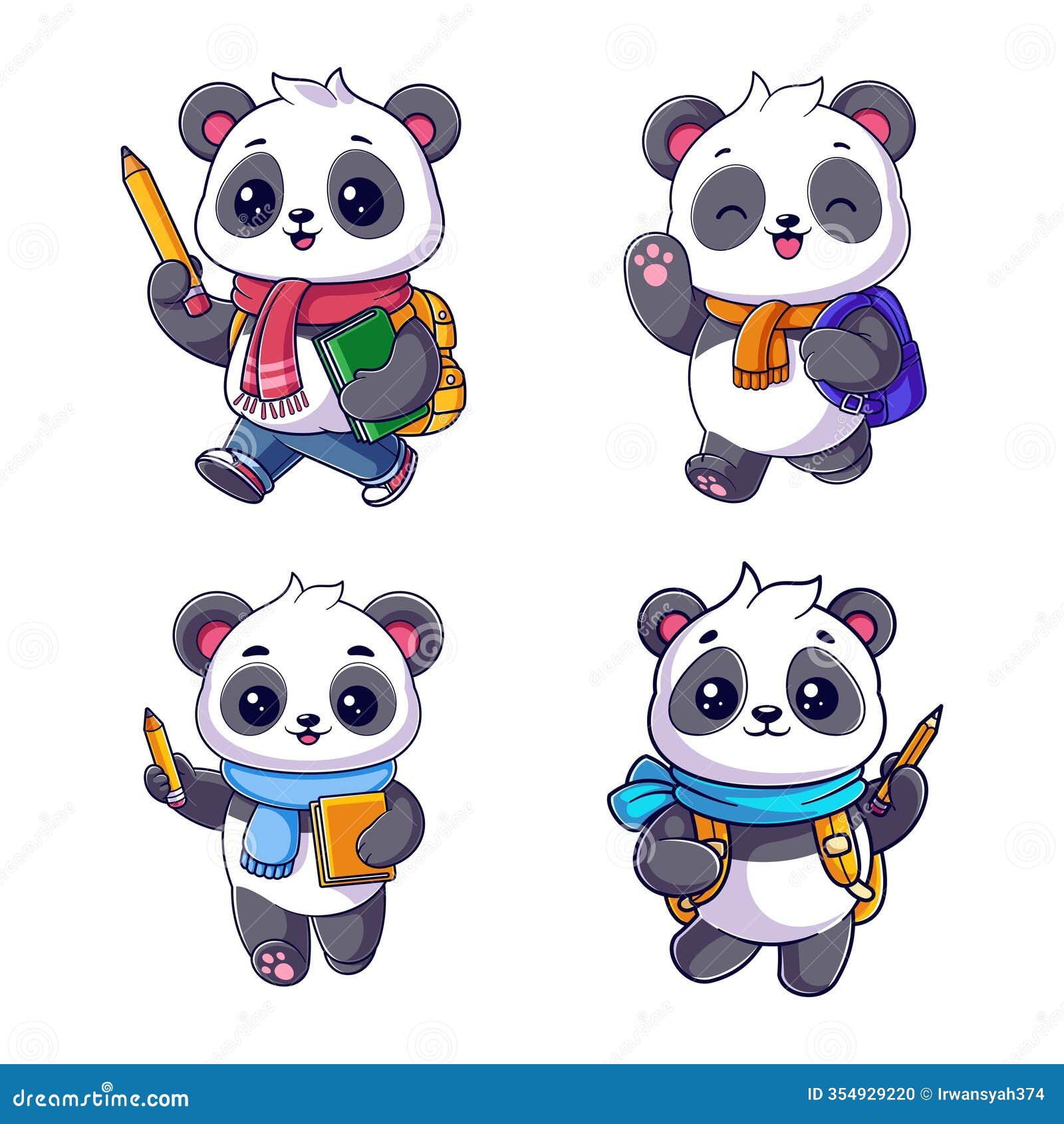 Panda Going To School, Package Design Stock Illustration - Illustration ...
