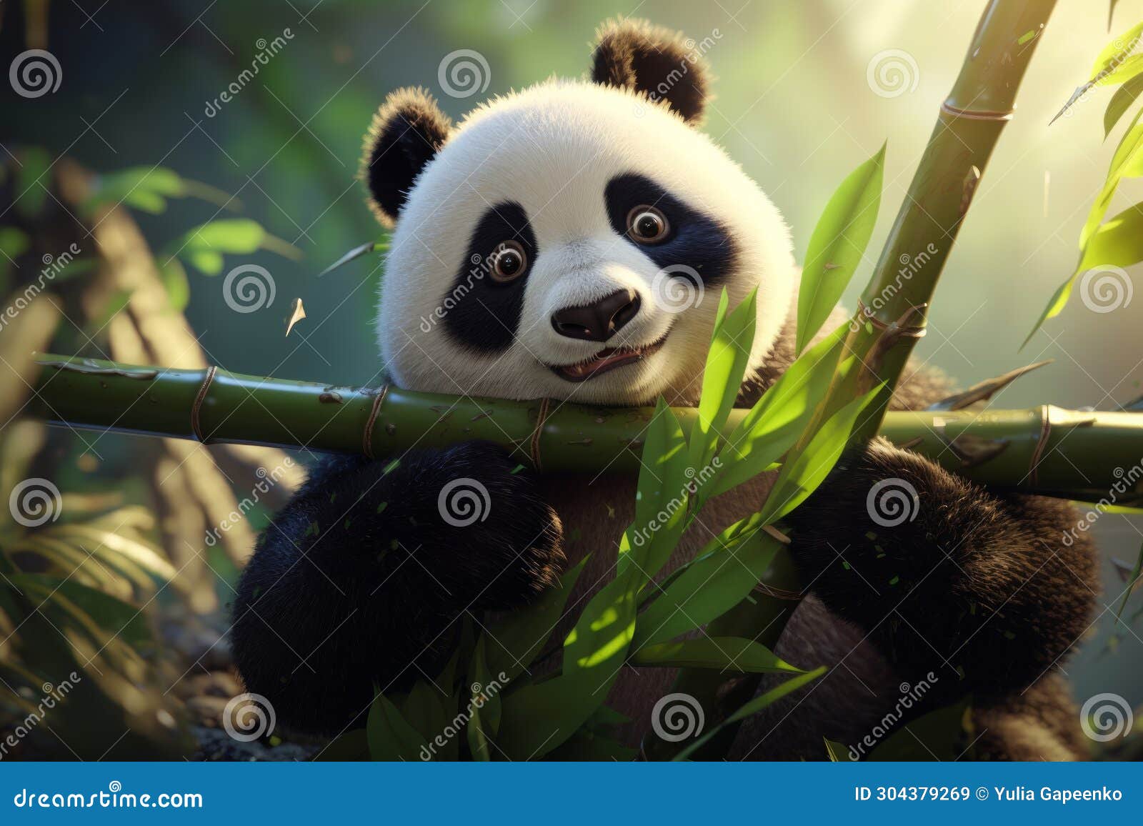 The Panda Grabs Branches from the Bamboo Shoots Stock Image - Image of ...