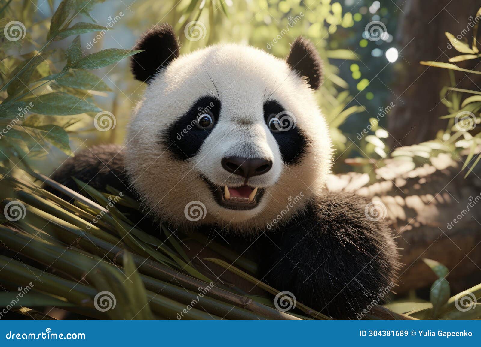The Panda Grabs Branches from the Bamboo Shoots Stock Image - Image of ...