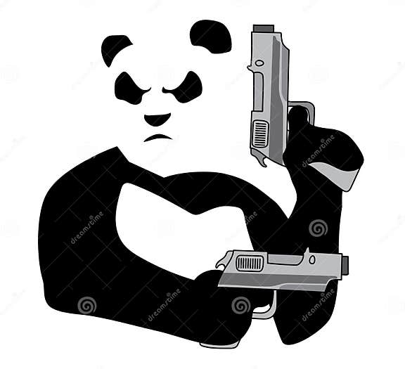 Panda with guns2 stock vector. Illustration of mammal - 74802582