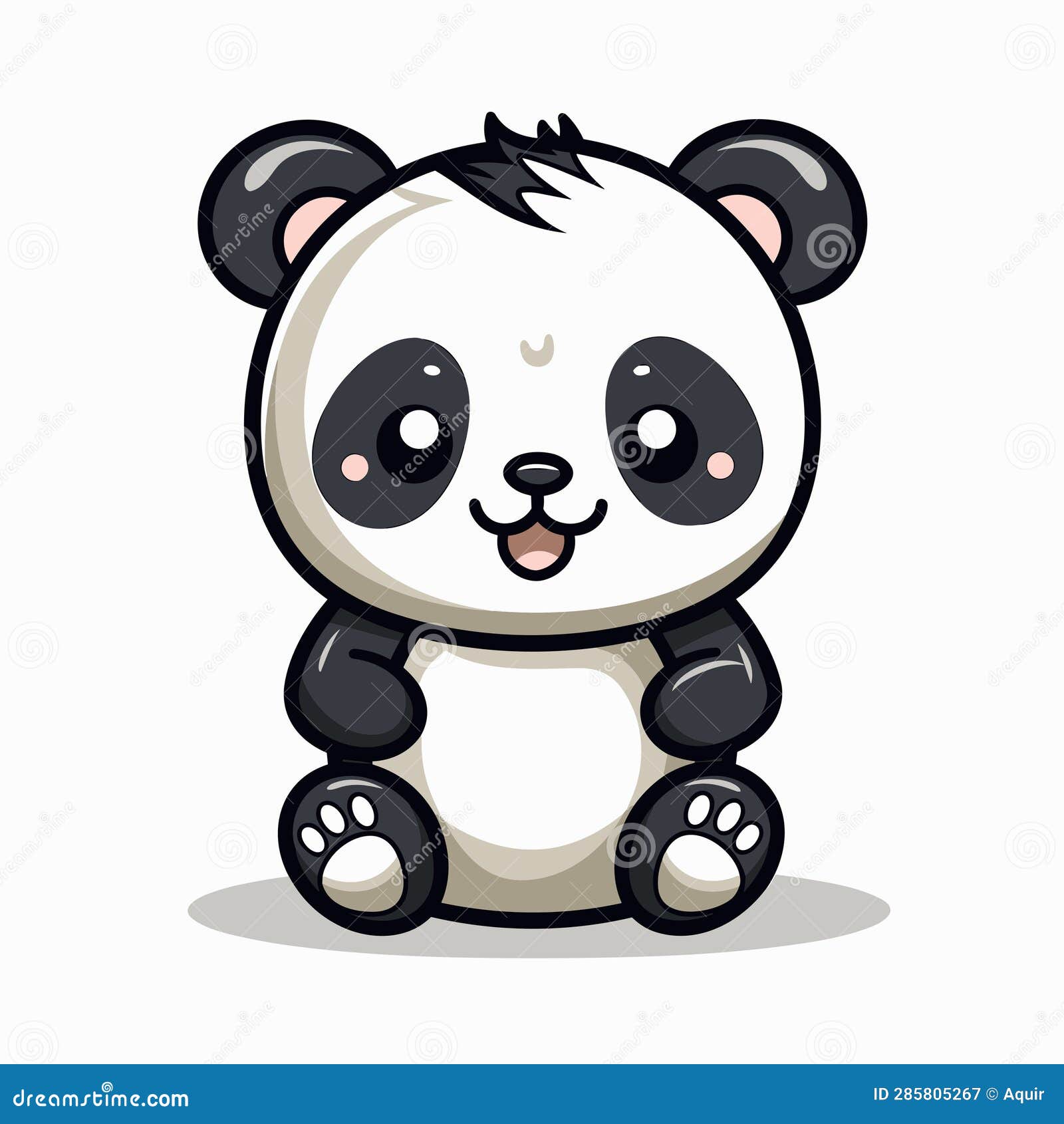Panda. Panda Hand-drawn Comic Illustration. Cute Vector Doodle Style ...