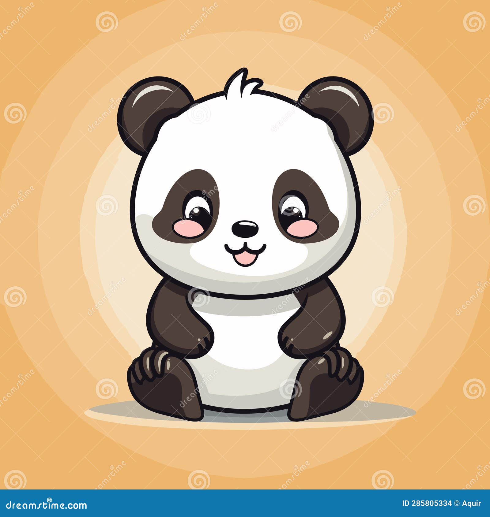 Panda. Panda Hand-drawn Comic Illustration. Cute Vector Doodle Style ...