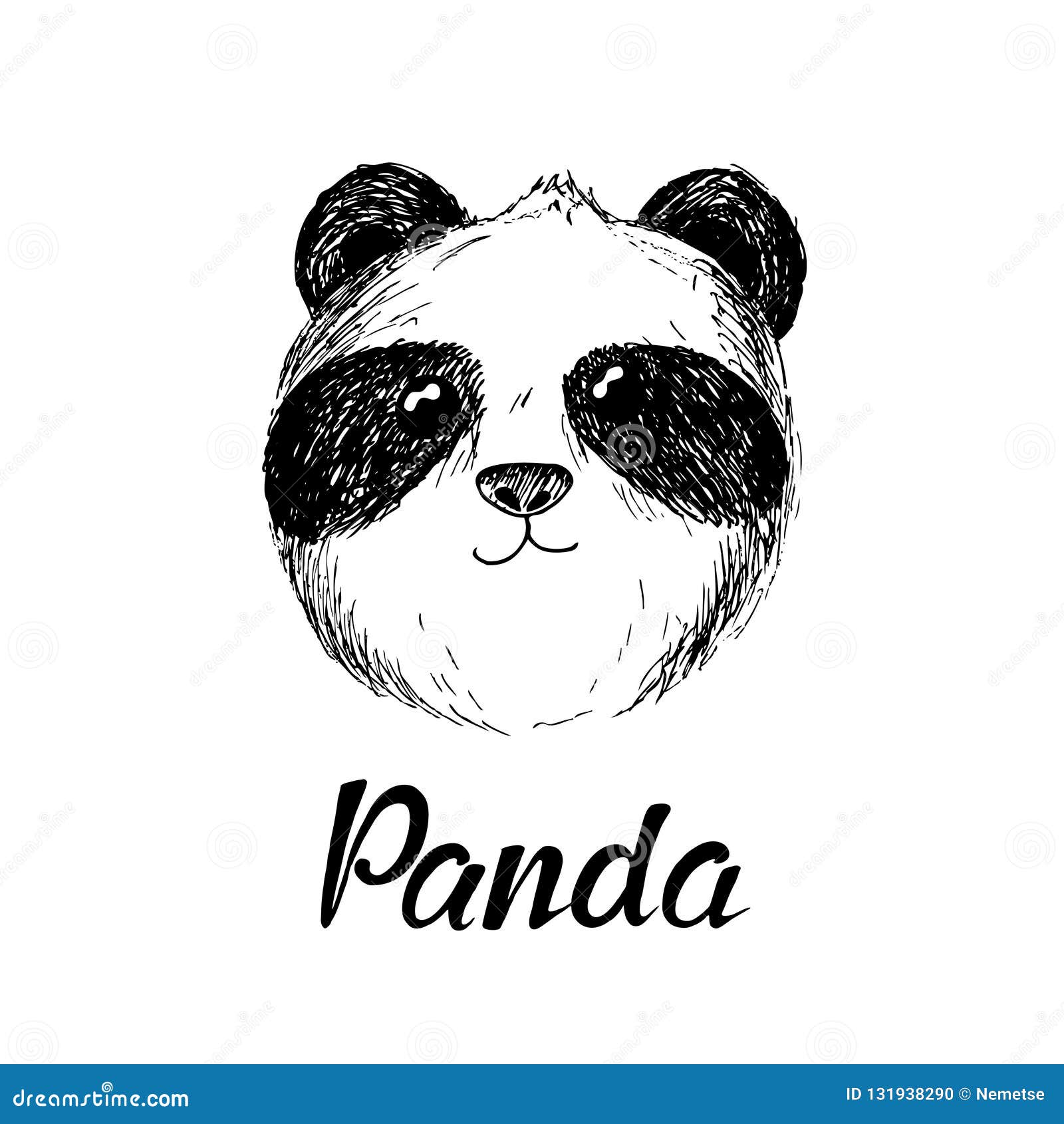 Panda hand drawn sketch stock vector. Illustration of graphic - 131938290