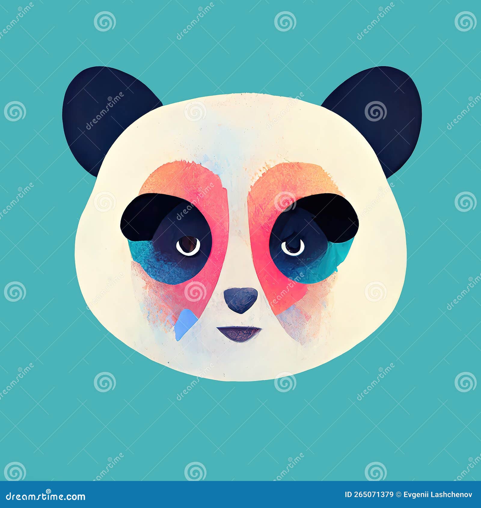 Panda Head Colored Sticker Illustration. Stylized Muzzle of a Panda ...
