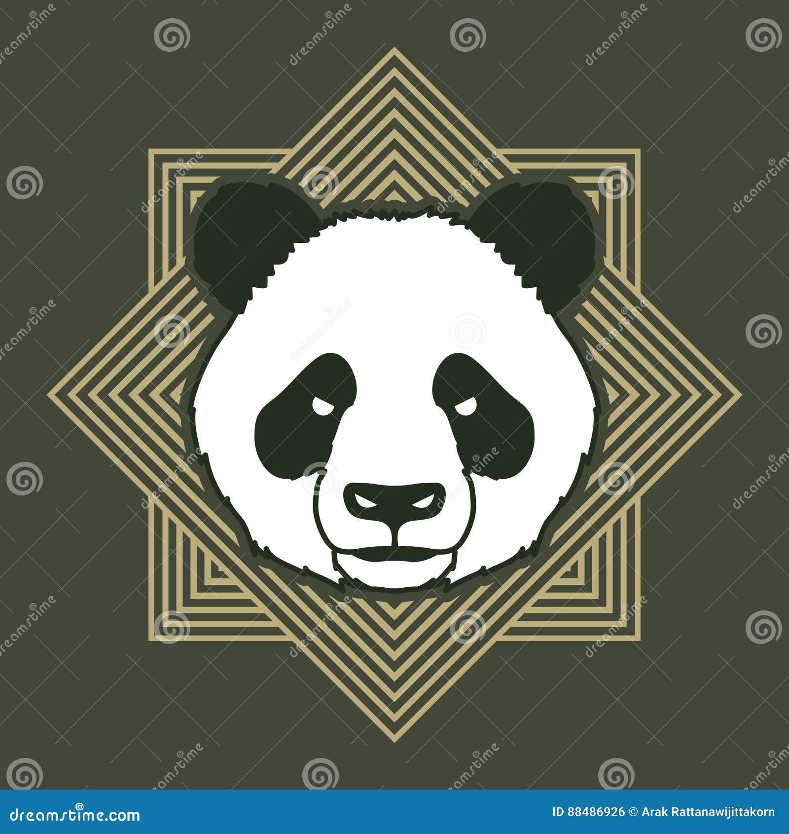 Panda head face front view stock vector. Illustration of graffiti ...