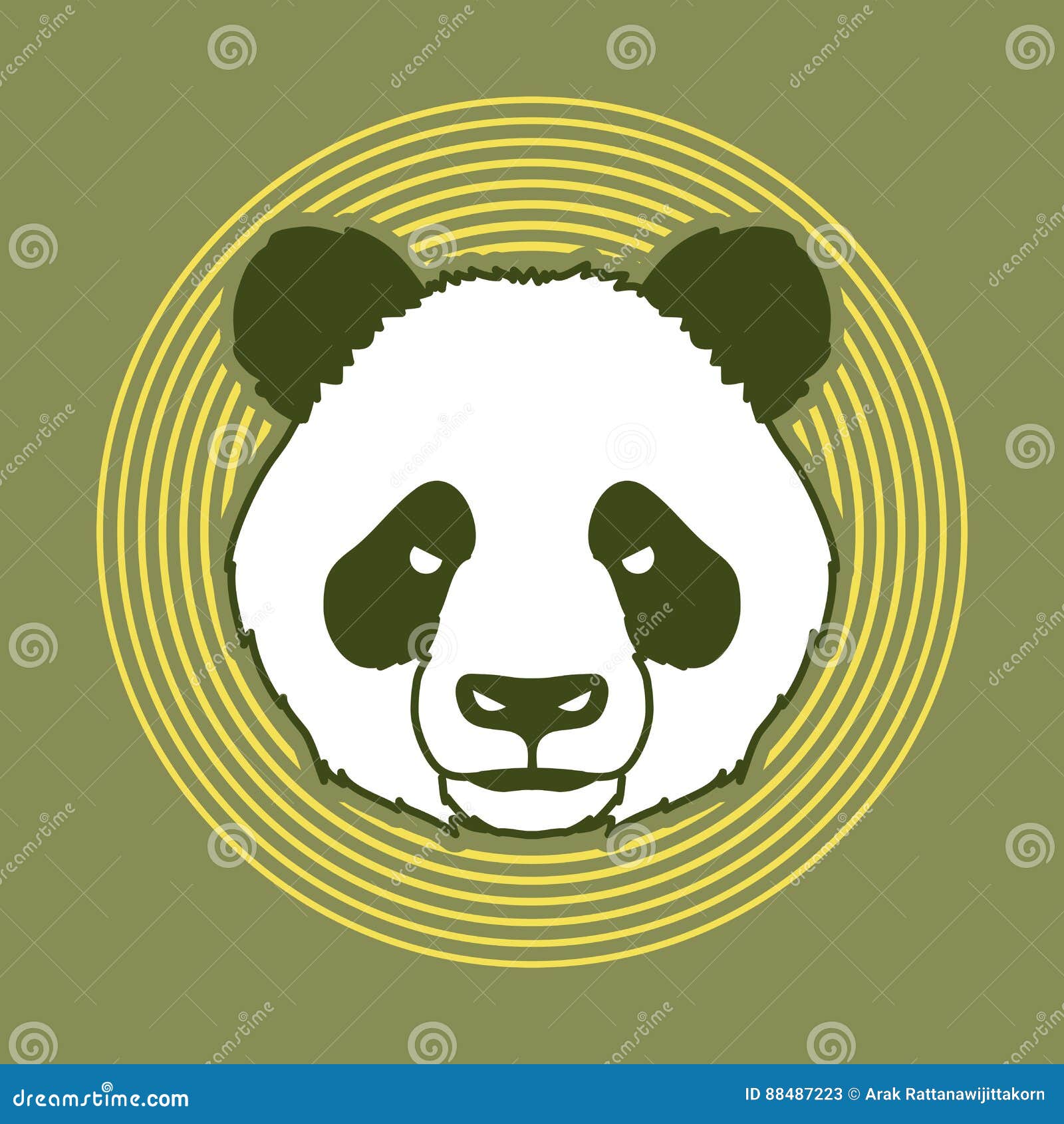 Panda head face front view stock vector. Illustration of mammal - 88487223