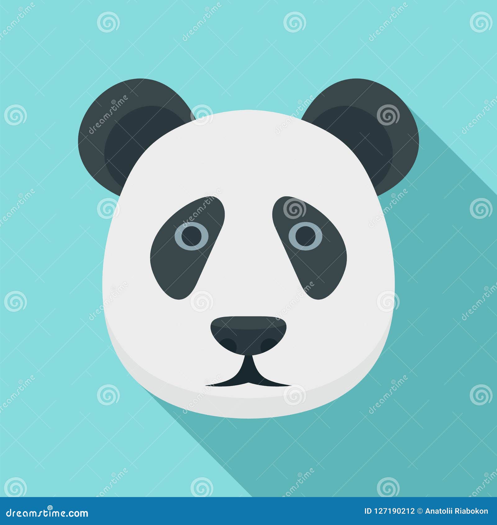 Panda Head Icon, Flat Style Stock Illustration - Illustration of modern ...