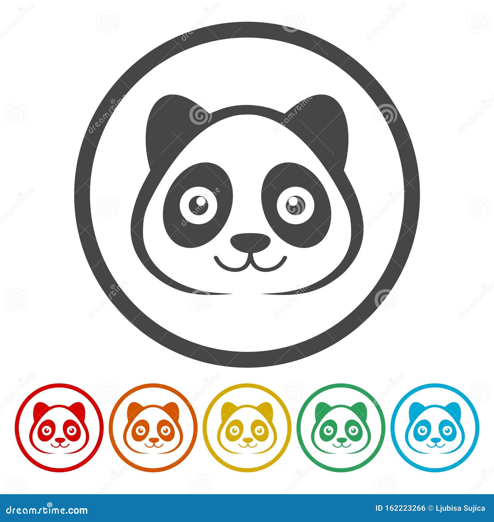 Panda Head Icons Set - Vector Illustration Stock Vector - Illustration ...