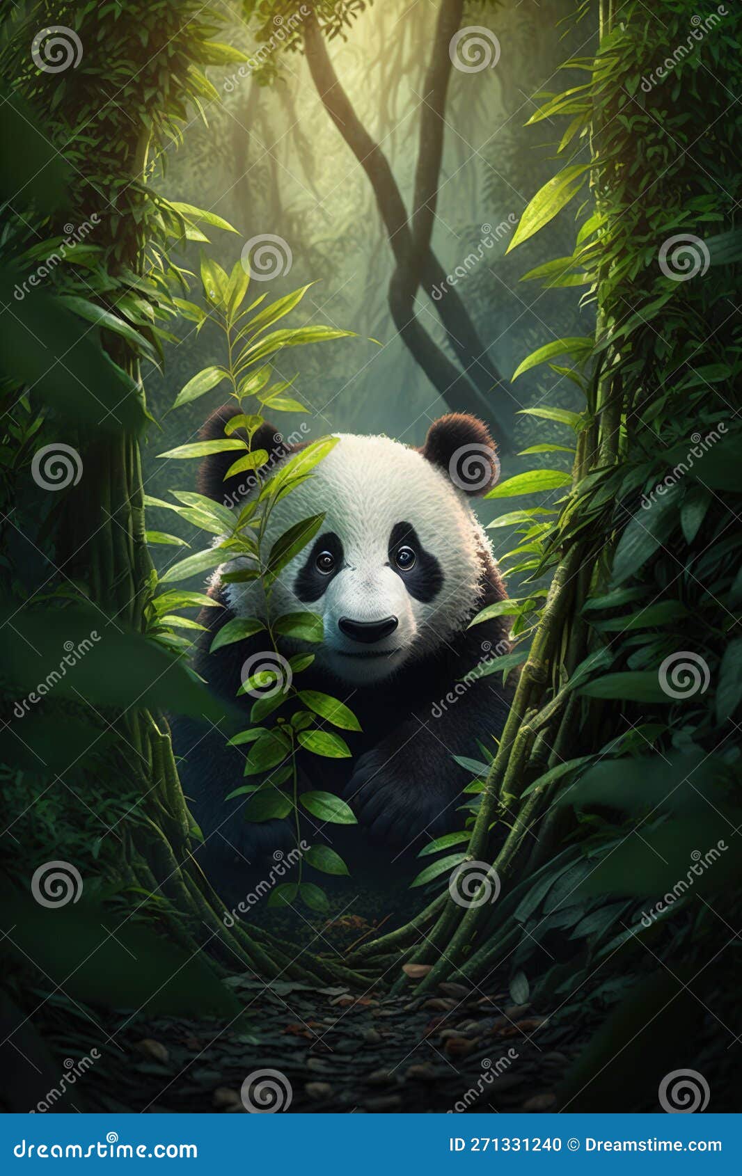 Panda Hiding in Bamboo Forest. Generative AI Stock Photo - Image of ...