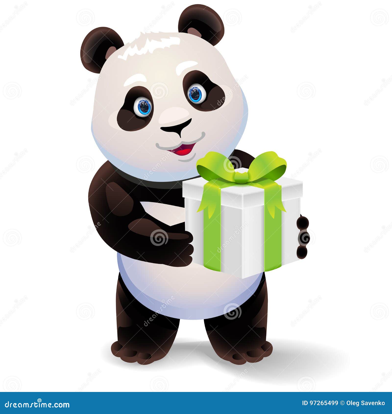 Panda Holding Gift Box. Vector Clip Art Illustration with Simple ...