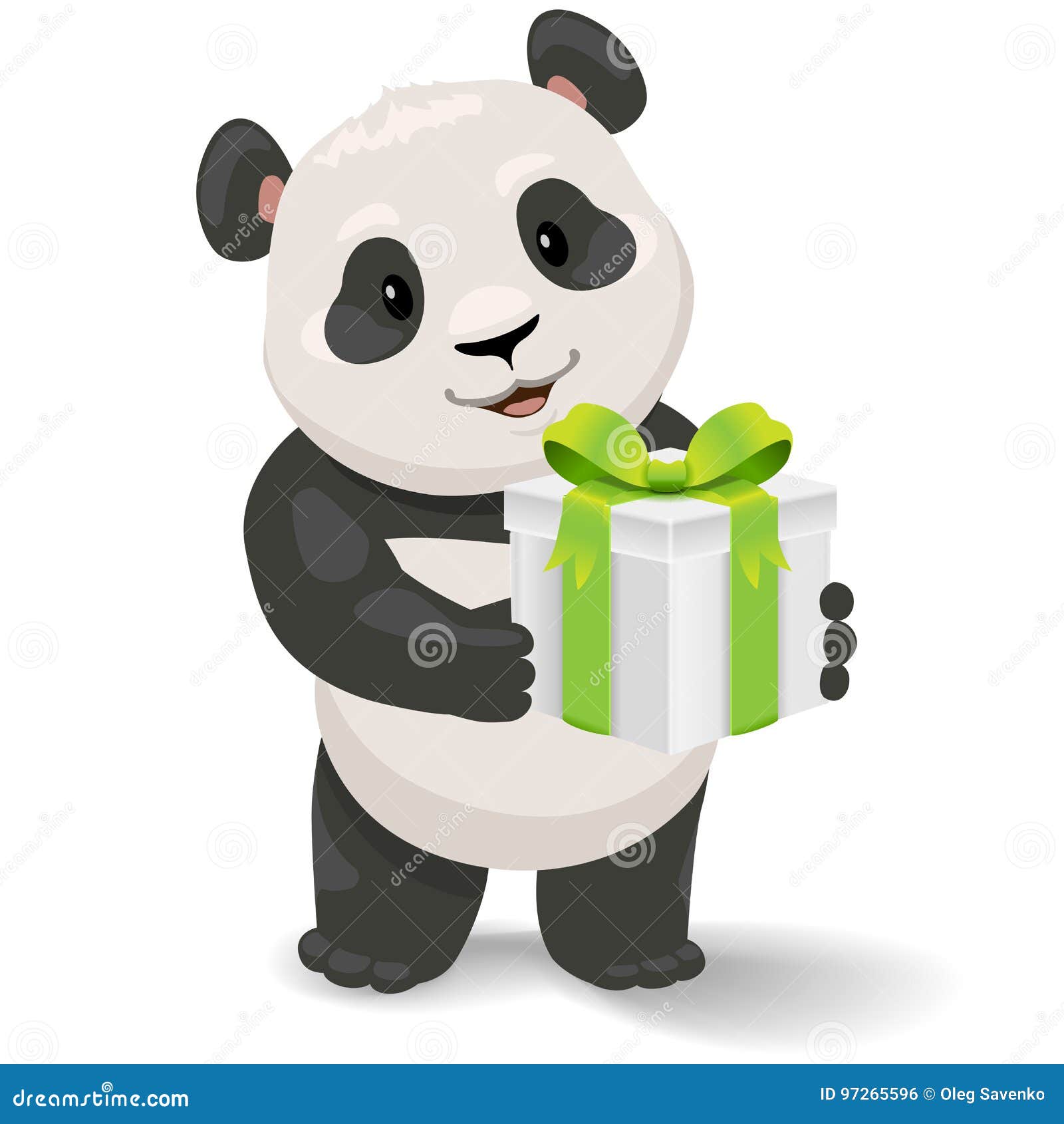 Panda Holding Gift Box. Vector Clip Art Illustration with Simple ...